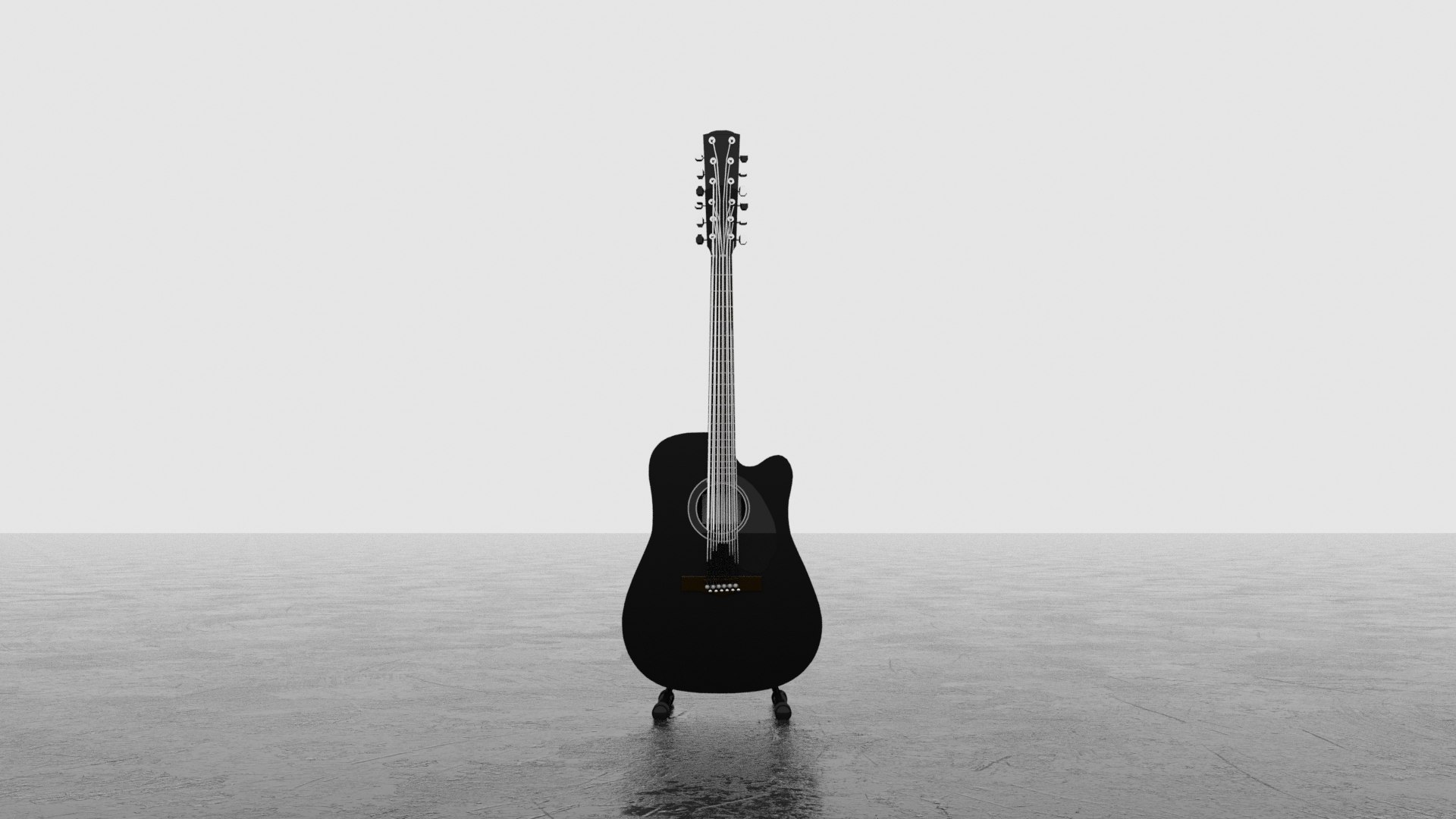 16弦吉他带支架低聚3D模型3D模型 - TurboSquid 1934605