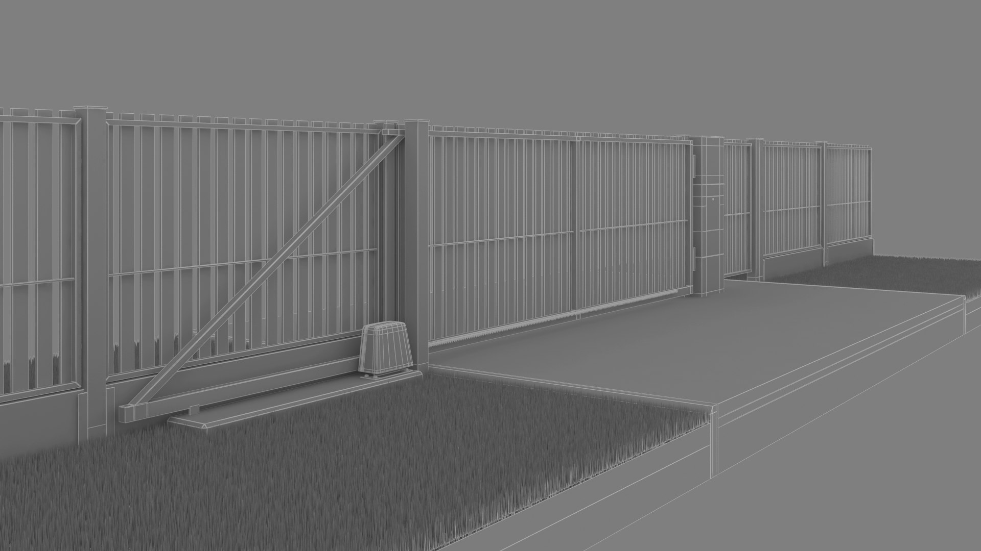 3D Model Sliding Gate With Vertical Panels - TurboSquid 2070400