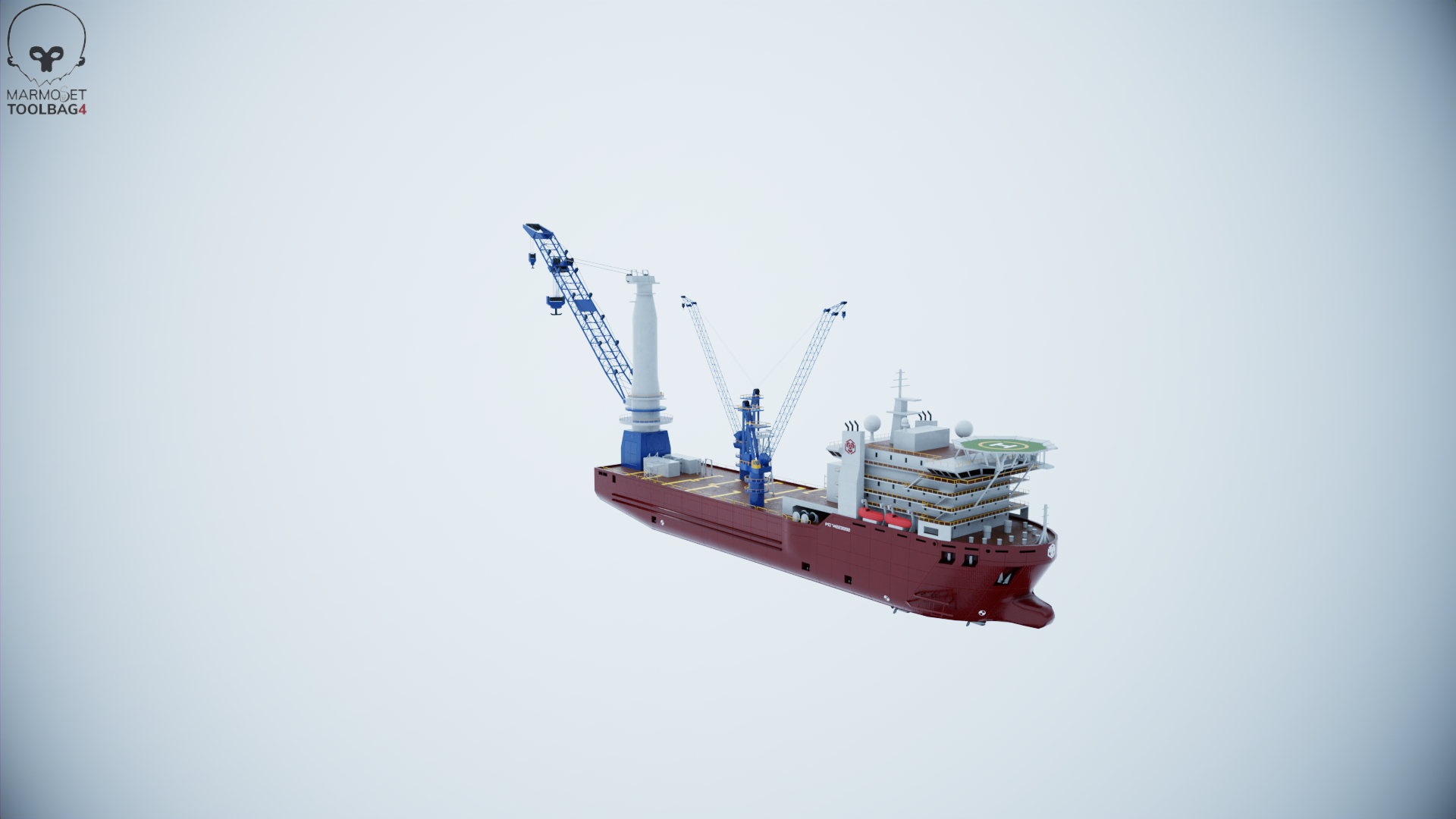 Offshore Support Vessel And Tidal Power Turbine And Crane Ship 3D Model ...
