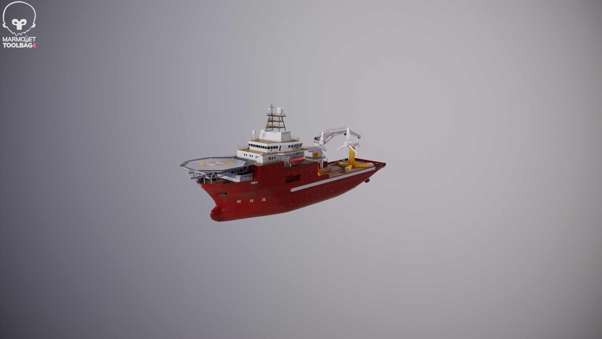 Offshore Support Vessel And Tidal Power Turbine And Crane Ship 3D Model ...