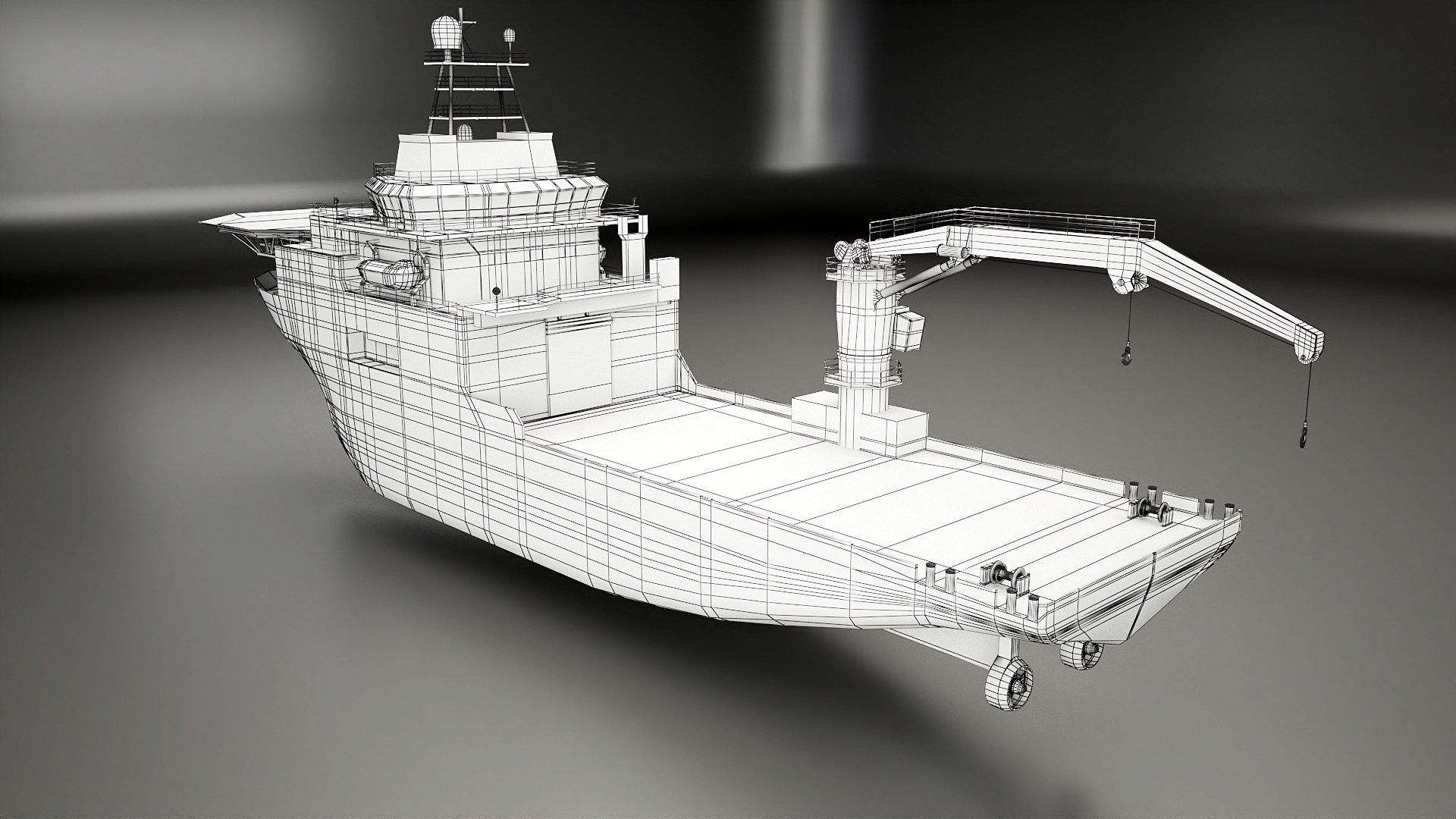 Offshore Support Vessel And Tidal Power Turbine And Crane Ship 3D Model ...