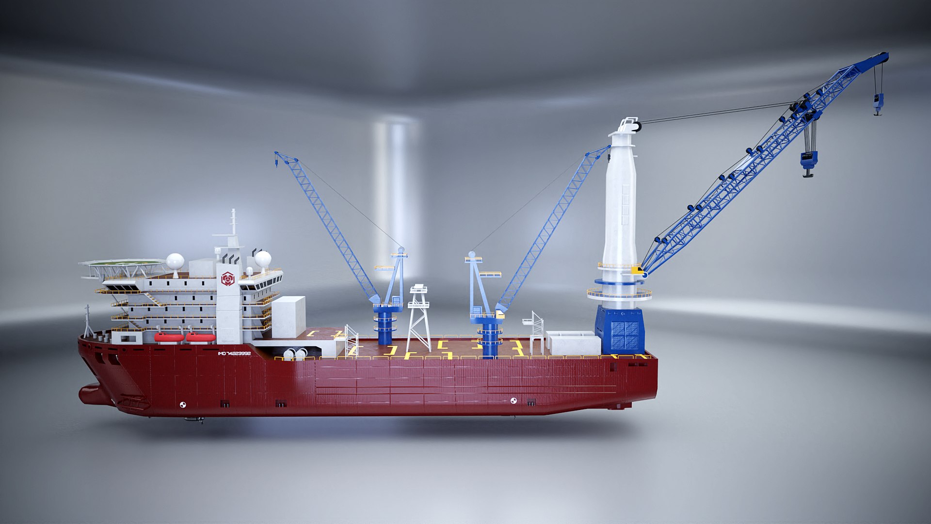 Offshore Support Vessel And Tidal Power Turbine And Crane Ship 3D Model ...