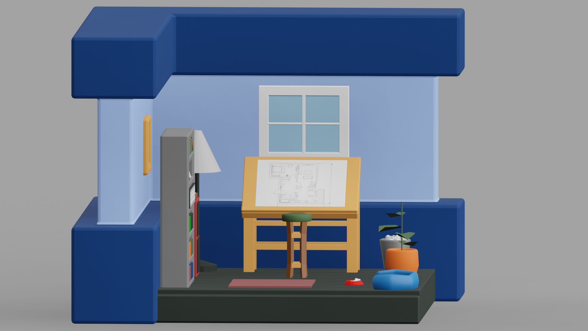 3D Model MINI STYLIZED OFFICE ROOM - TurboSquid 1961763