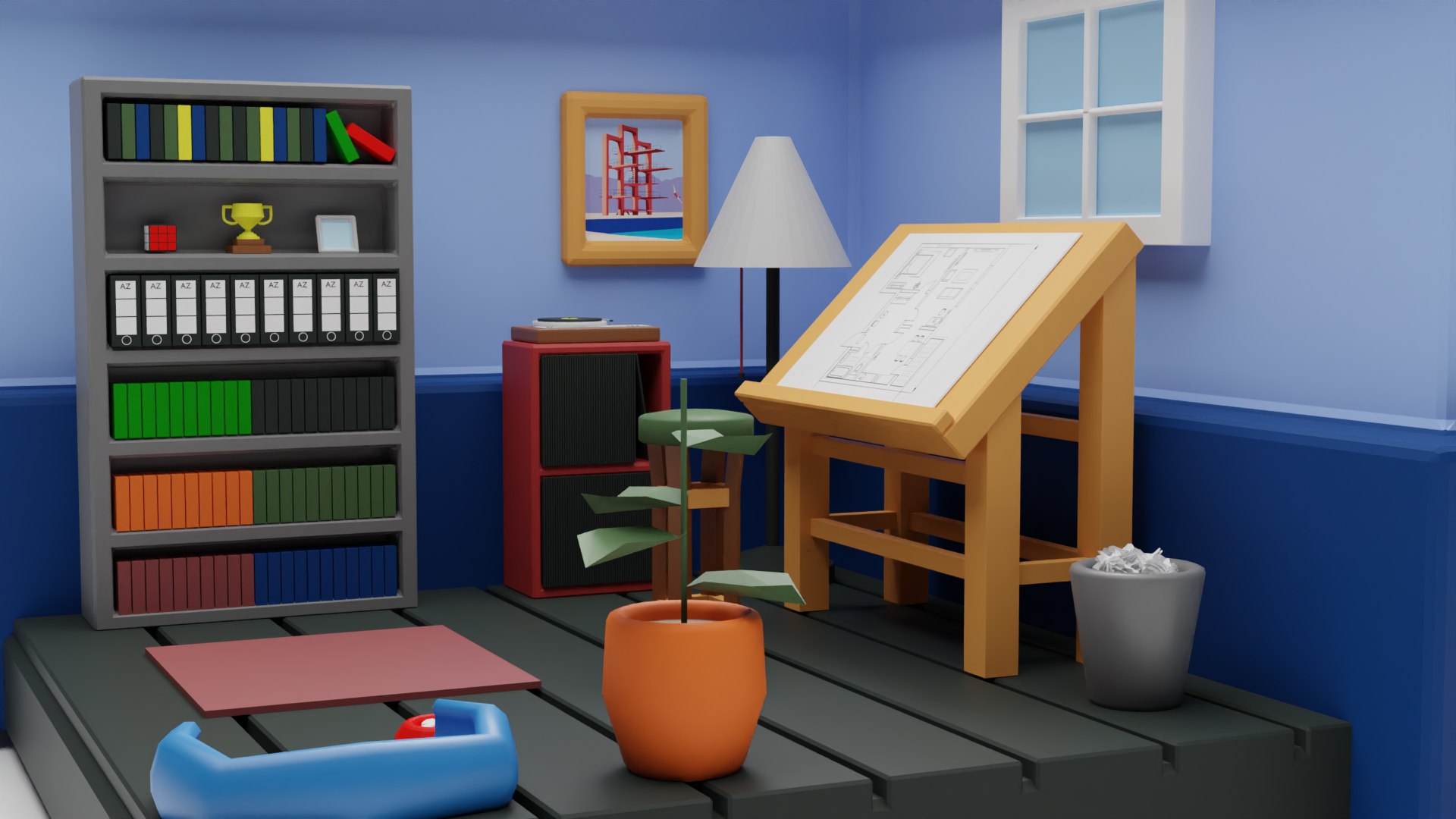 3D Model MINI STYLIZED OFFICE ROOM - TurboSquid 1961763