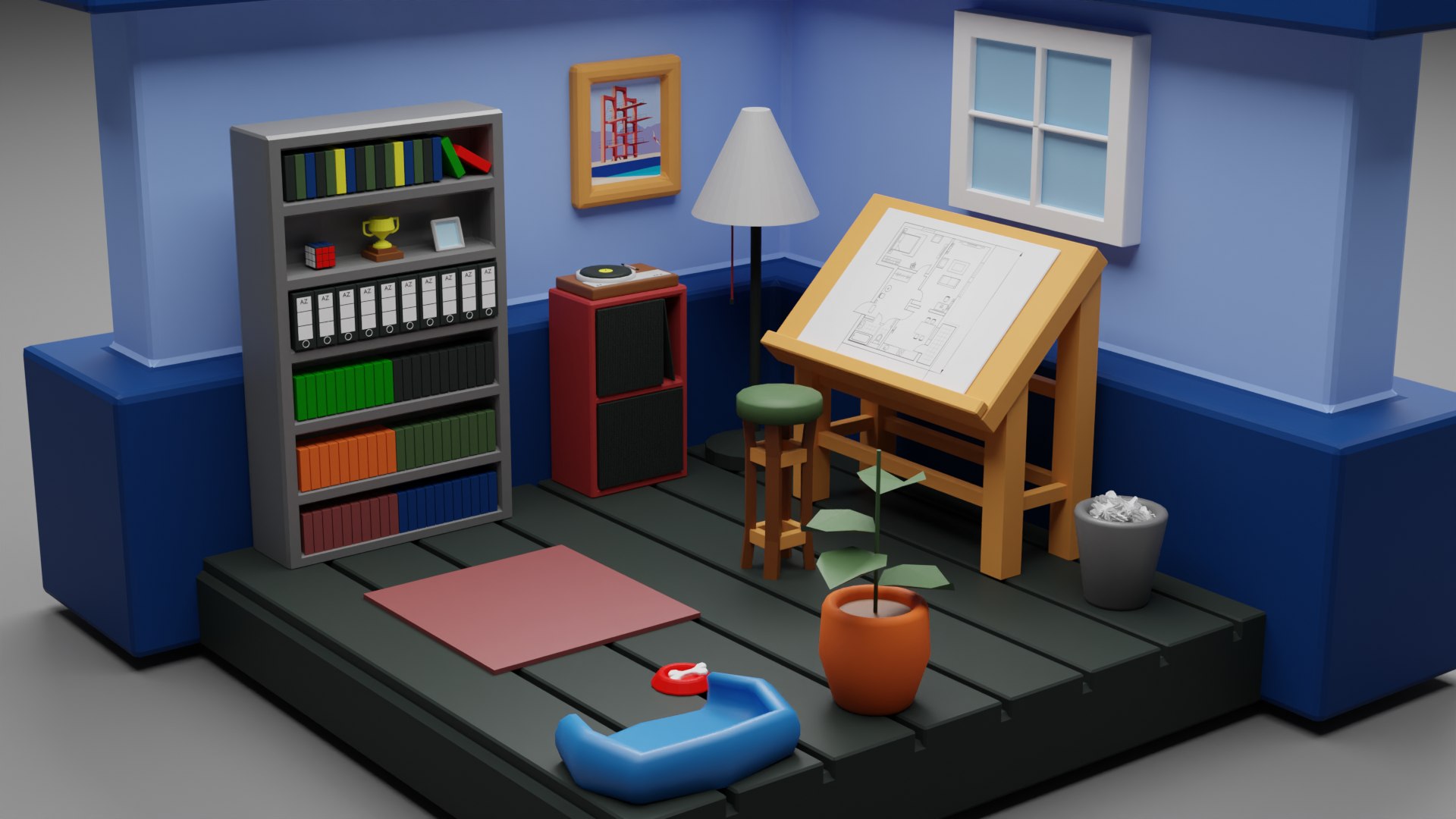 3D Model MINI STYLIZED OFFICE ROOM - TurboSquid 1961763