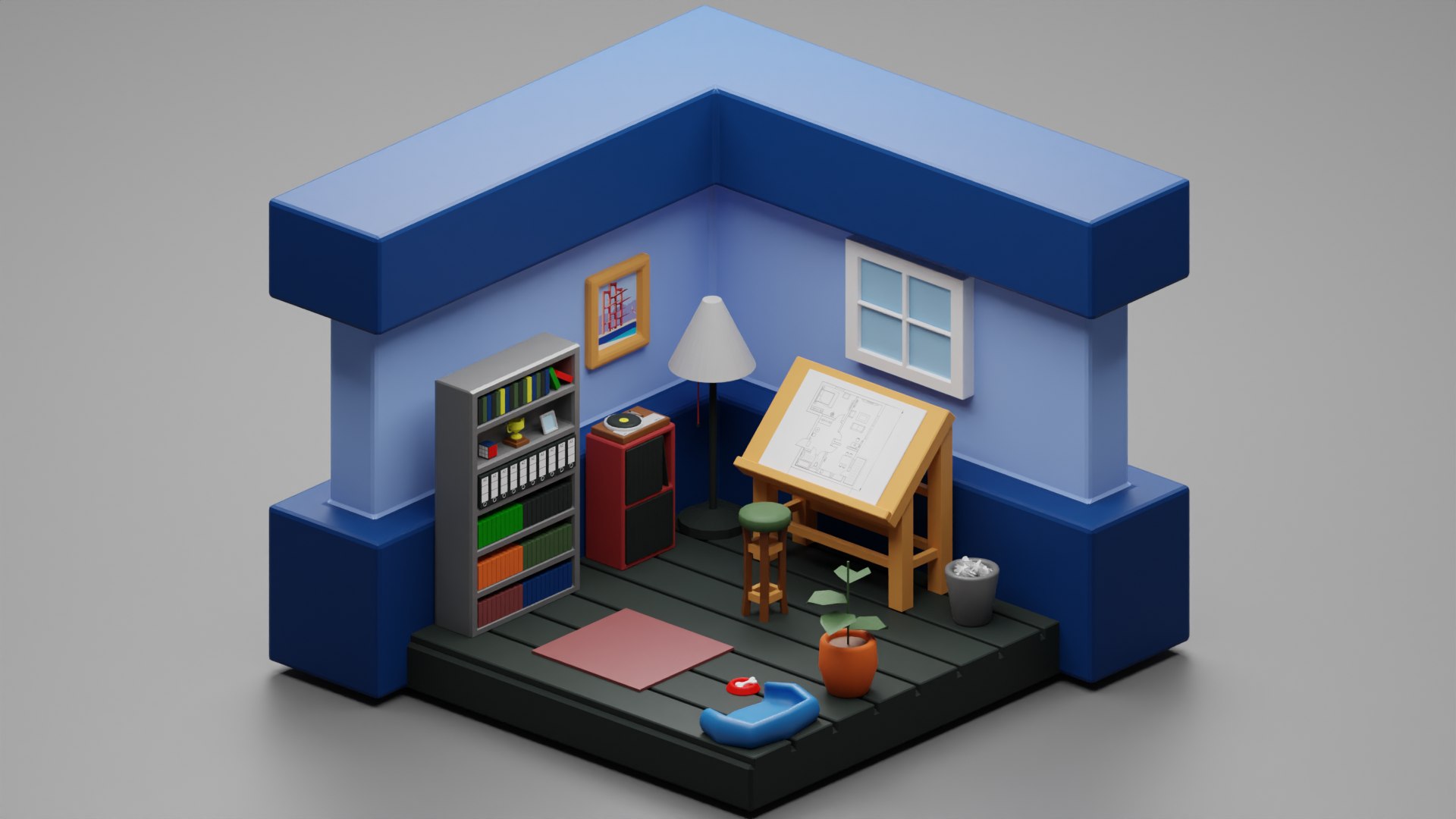 3D Model MINI STYLIZED OFFICE ROOM - TurboSquid 1961763