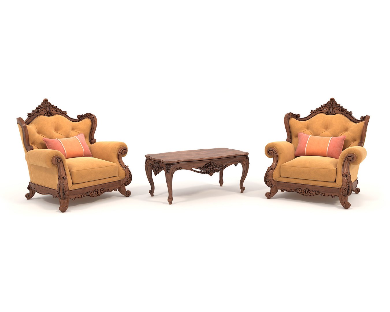 Classic European Style Coffee Table And Armchair 21 3D Model ...