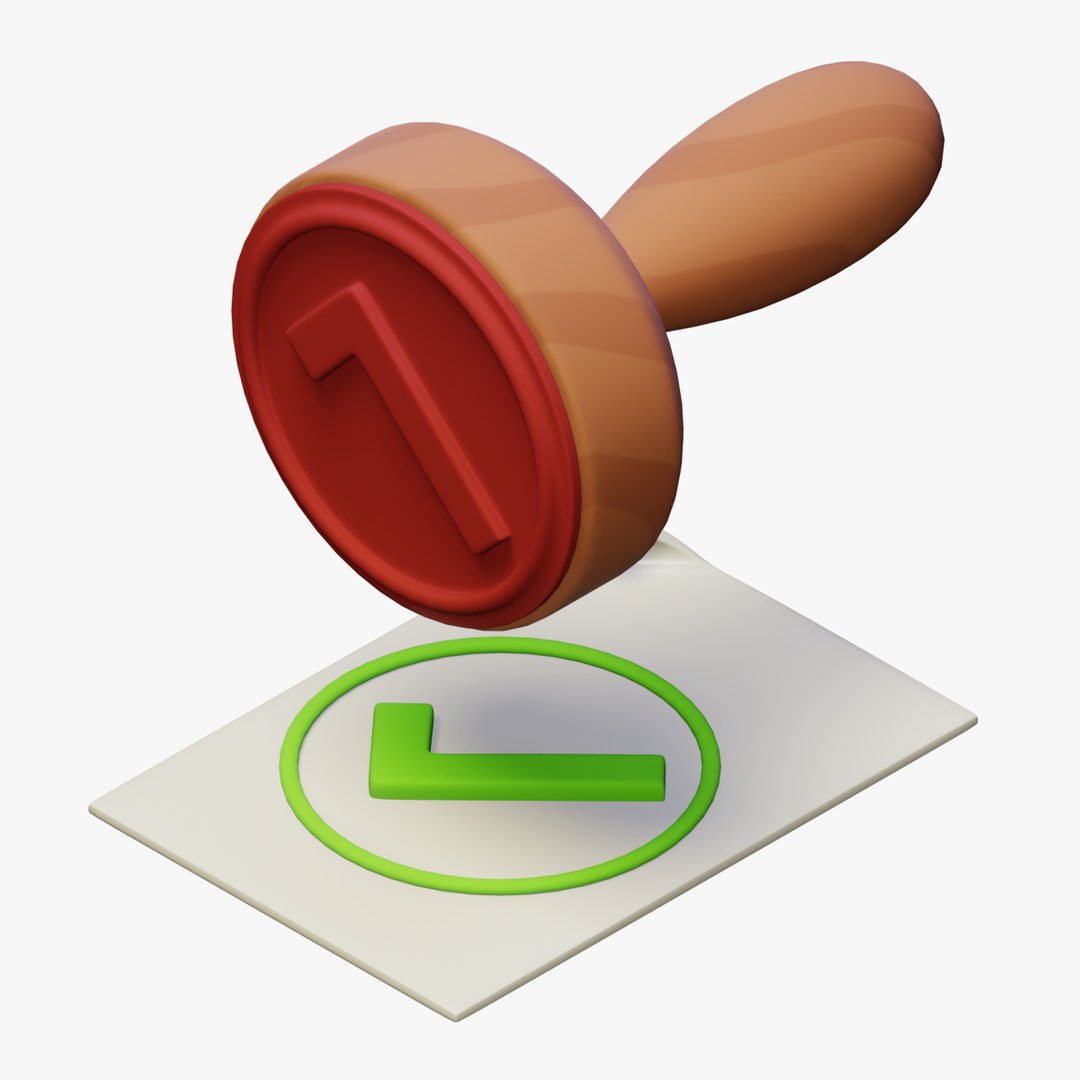 modelo 3d Sello de marca de verificación de dibujos animados ...