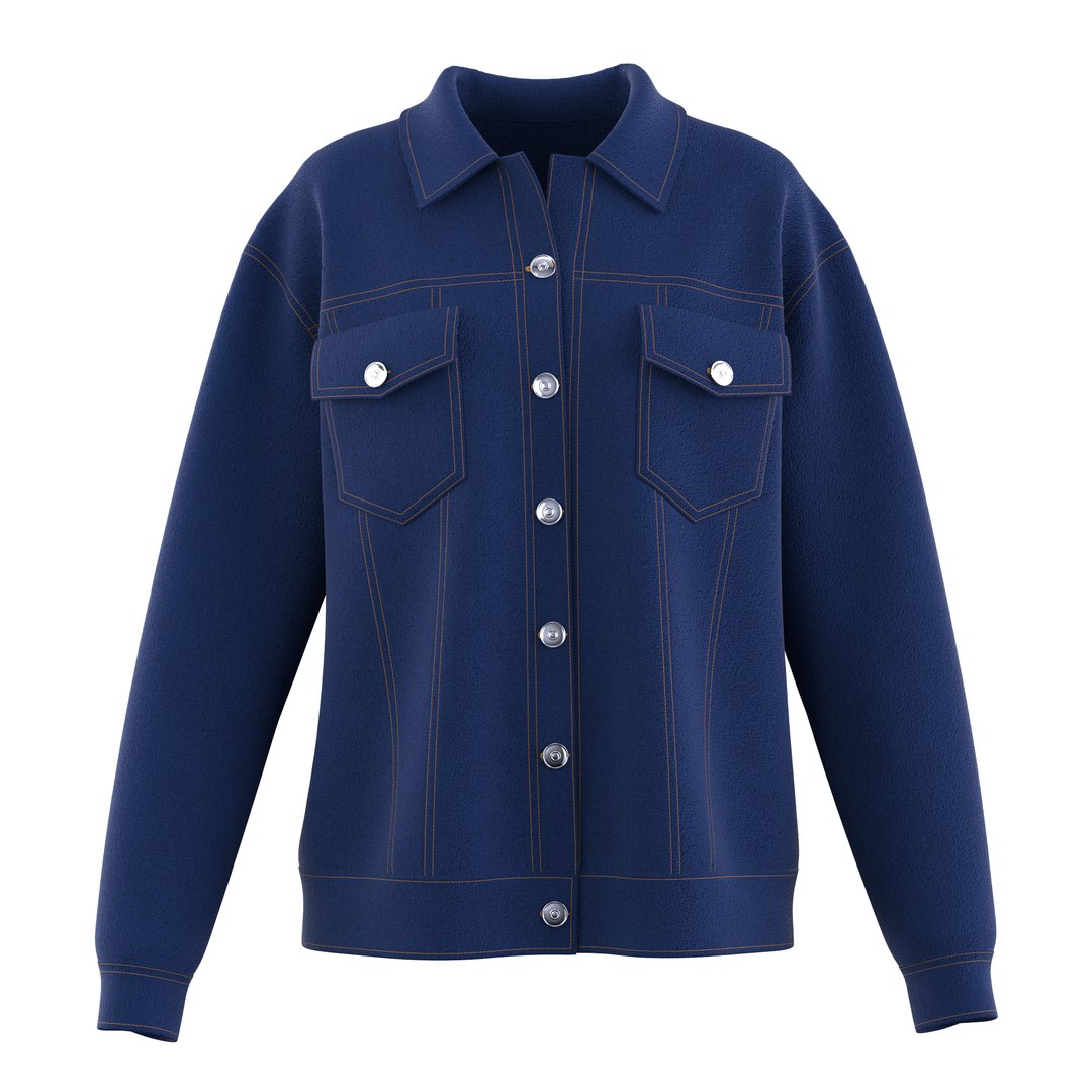 Full Sleeve Casual Wear Mens Blue Denim Jackets 3D Model - TurboSquid ...