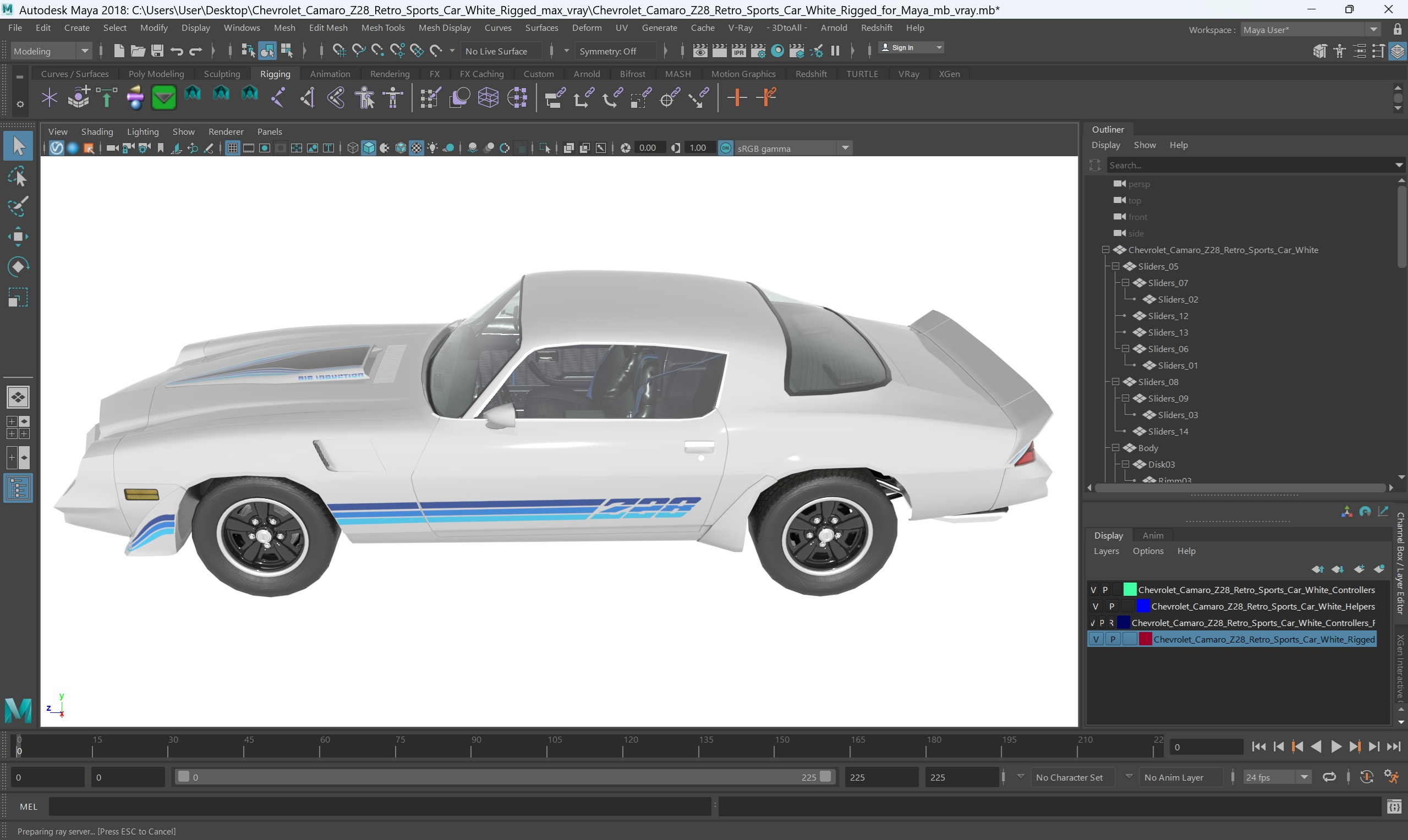 modelo 3d Chevrolet Camaro Z28 Auto deportivo retro blanco preparado ...
