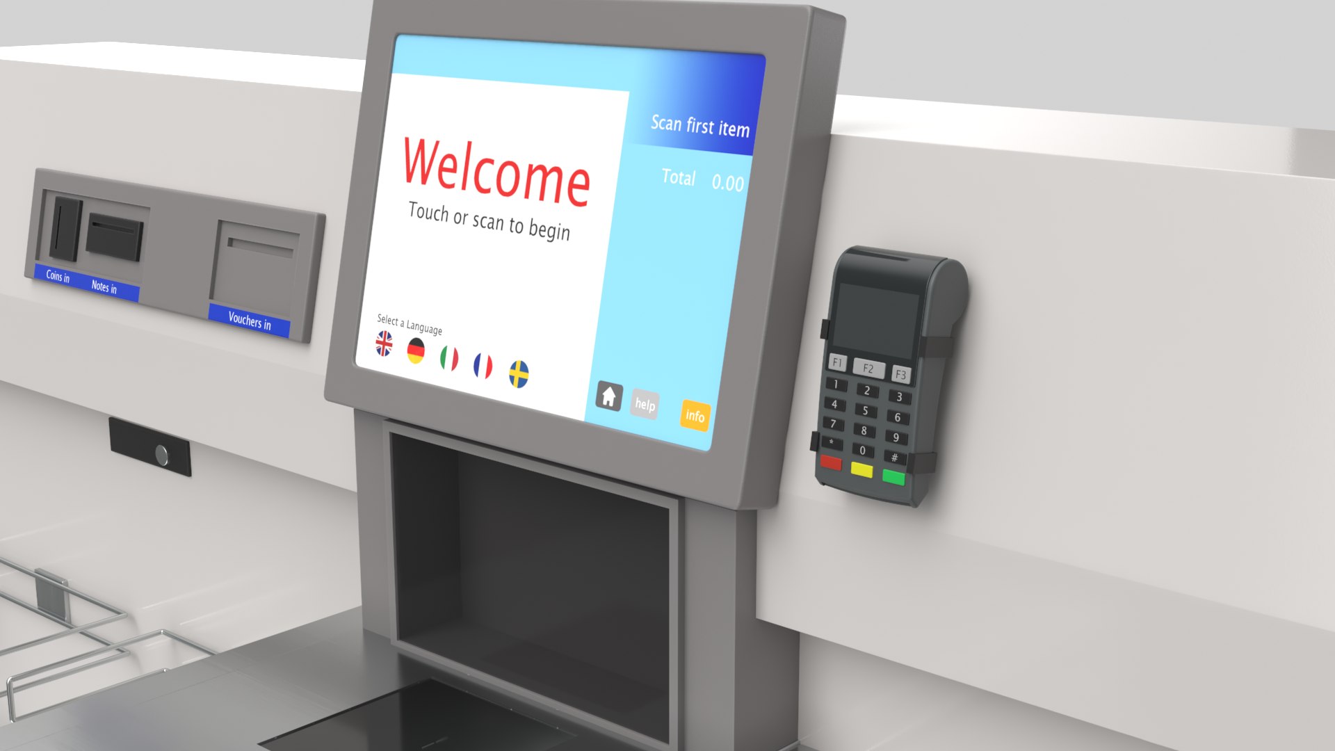 Self Service Checkout 3D Model - TurboSquid 2031460