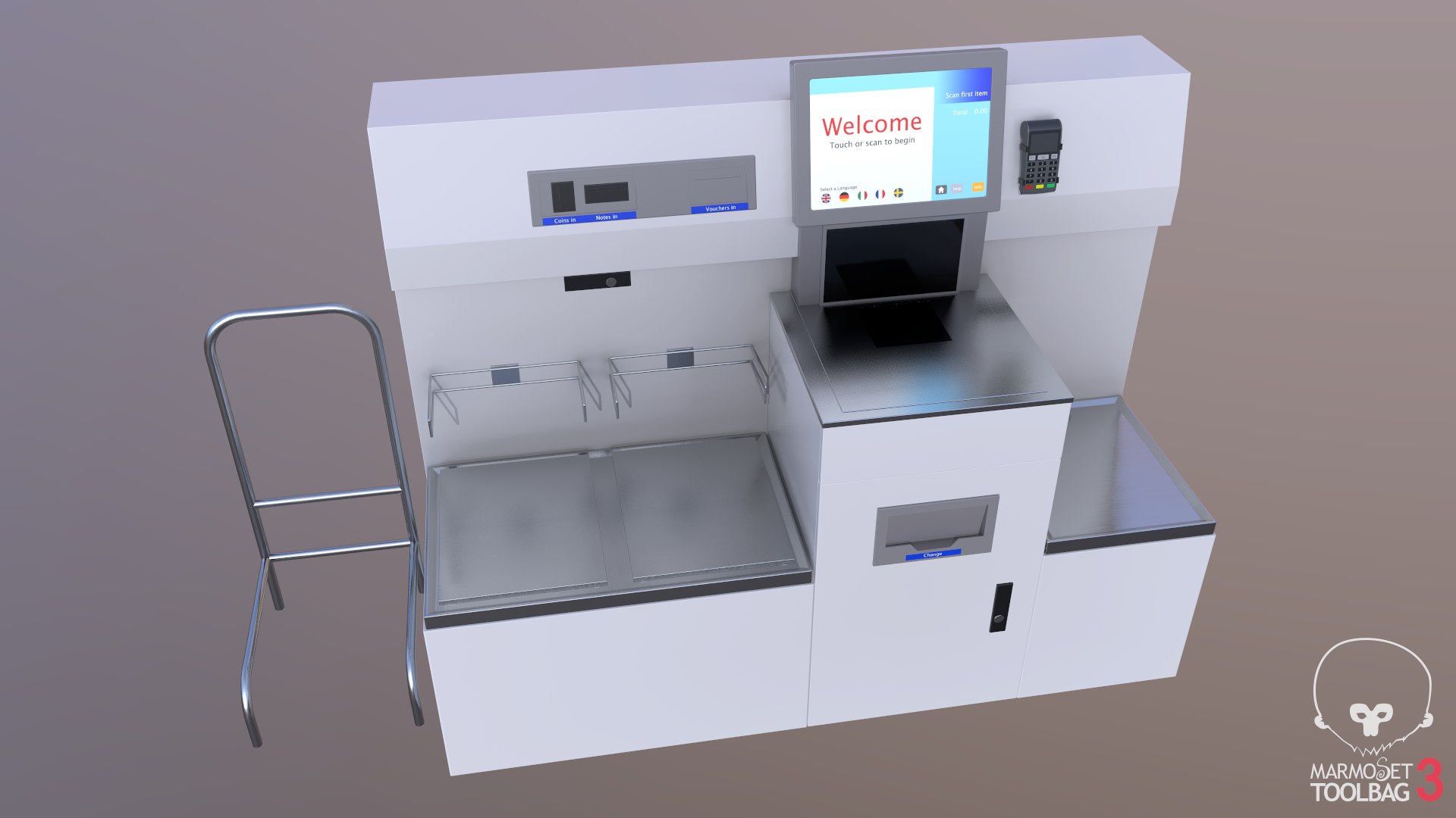 Self Service Checkout 3D Model - TurboSquid 2031460