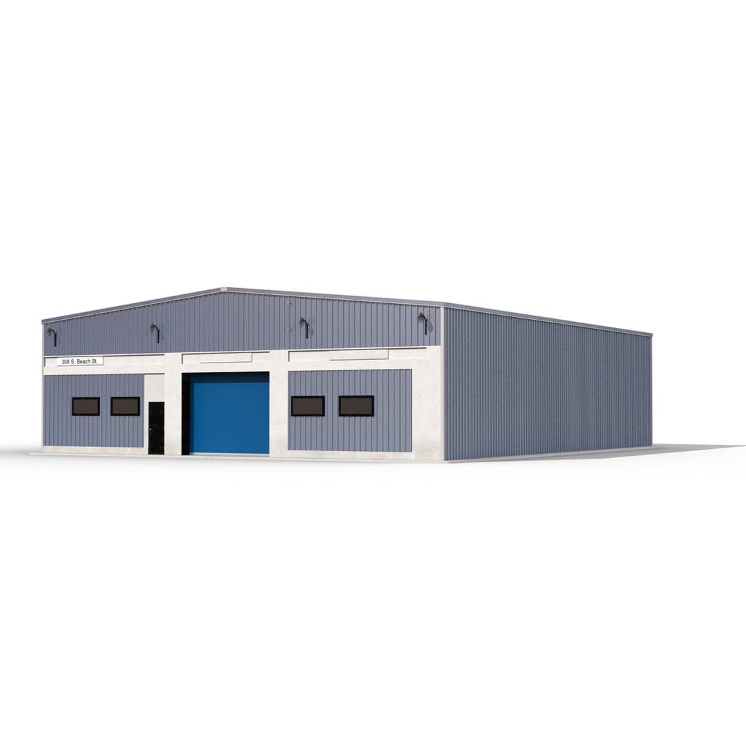 Warehouse Building Blue Interior 3d Model