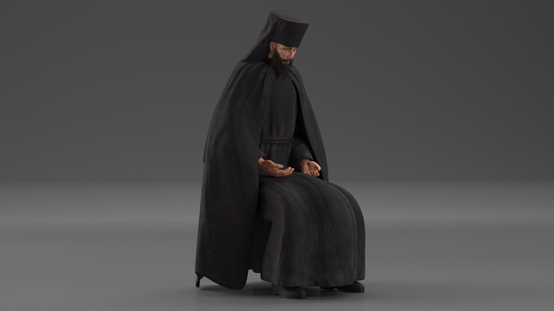3D Sitting Orthodox Monk Fully Dressed Model - TurboSquid 2314005