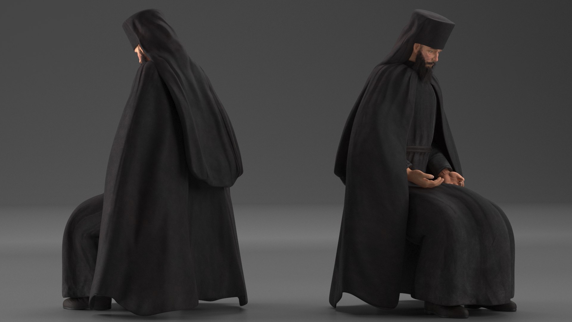 3D Sitting Orthodox Monk Fully Dressed Model - TurboSquid 2314005