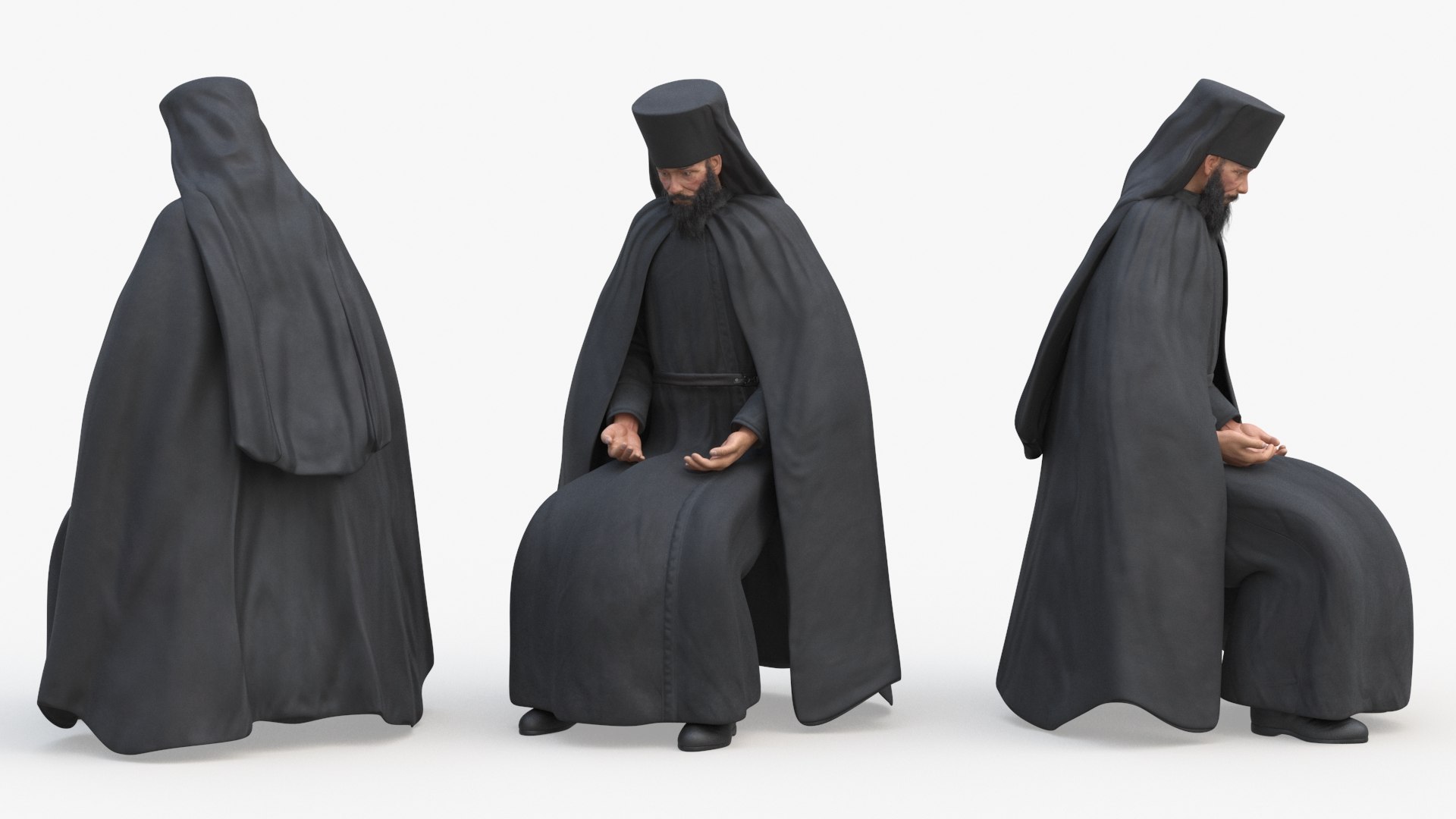 3D Sitting Orthodox Monk Fully Dressed Model - TurboSquid 2314005