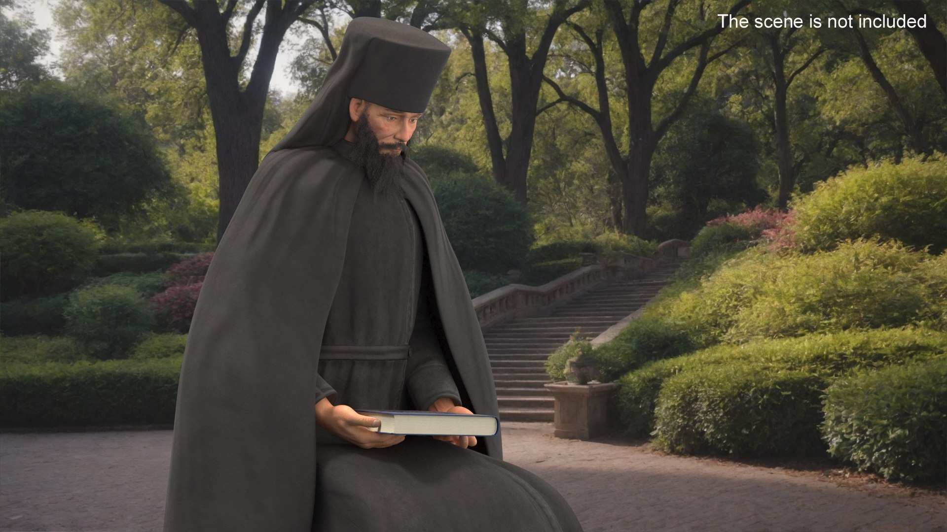 3D Sitting Orthodox Monk Fully Dressed Model - TurboSquid 2314005