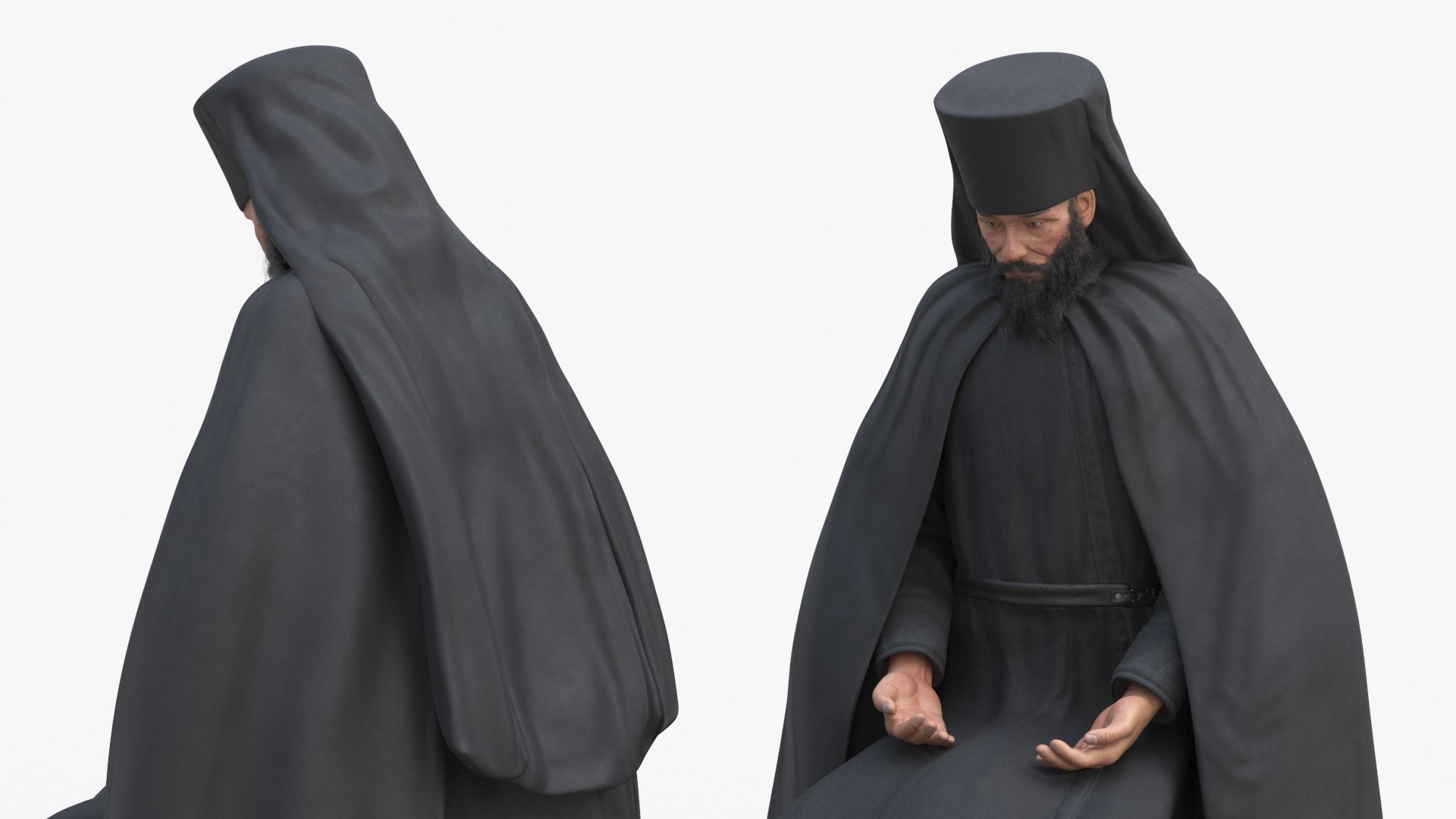 3D Sitting Orthodox Monk Fully Dressed Model - TurboSquid 2314005