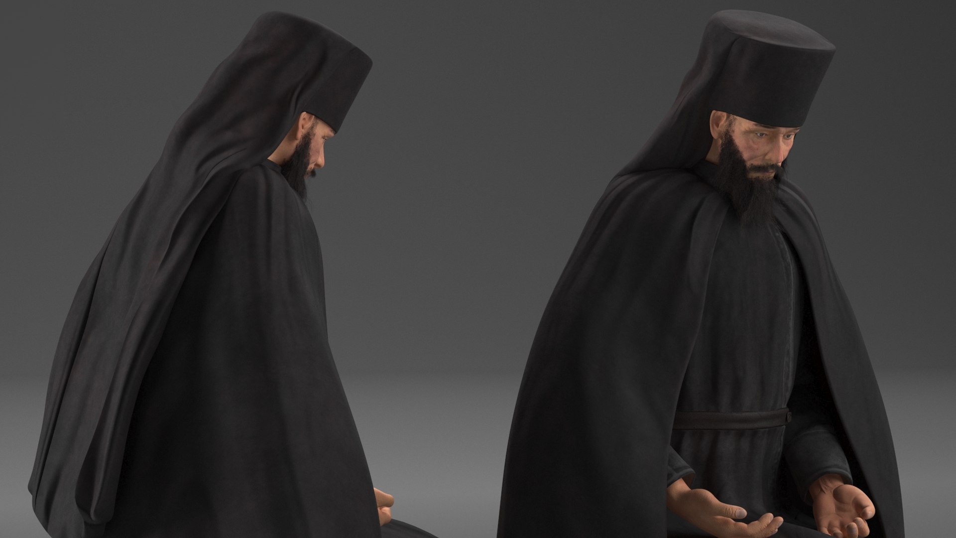 3D Sitting Orthodox Monk Fully Dressed Model - TurboSquid 2314005