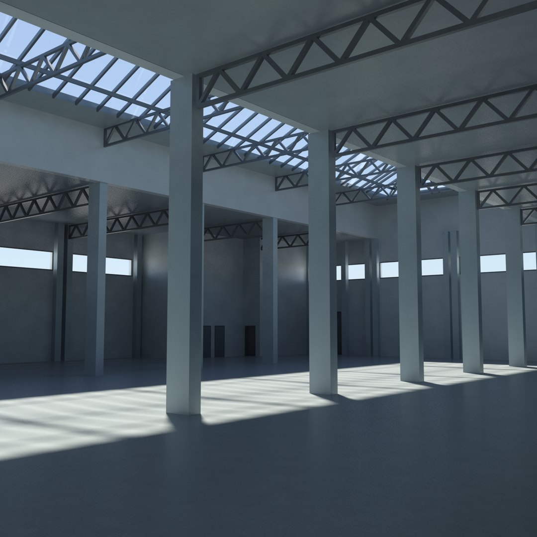3d Industrial Building Interior Scene Model
