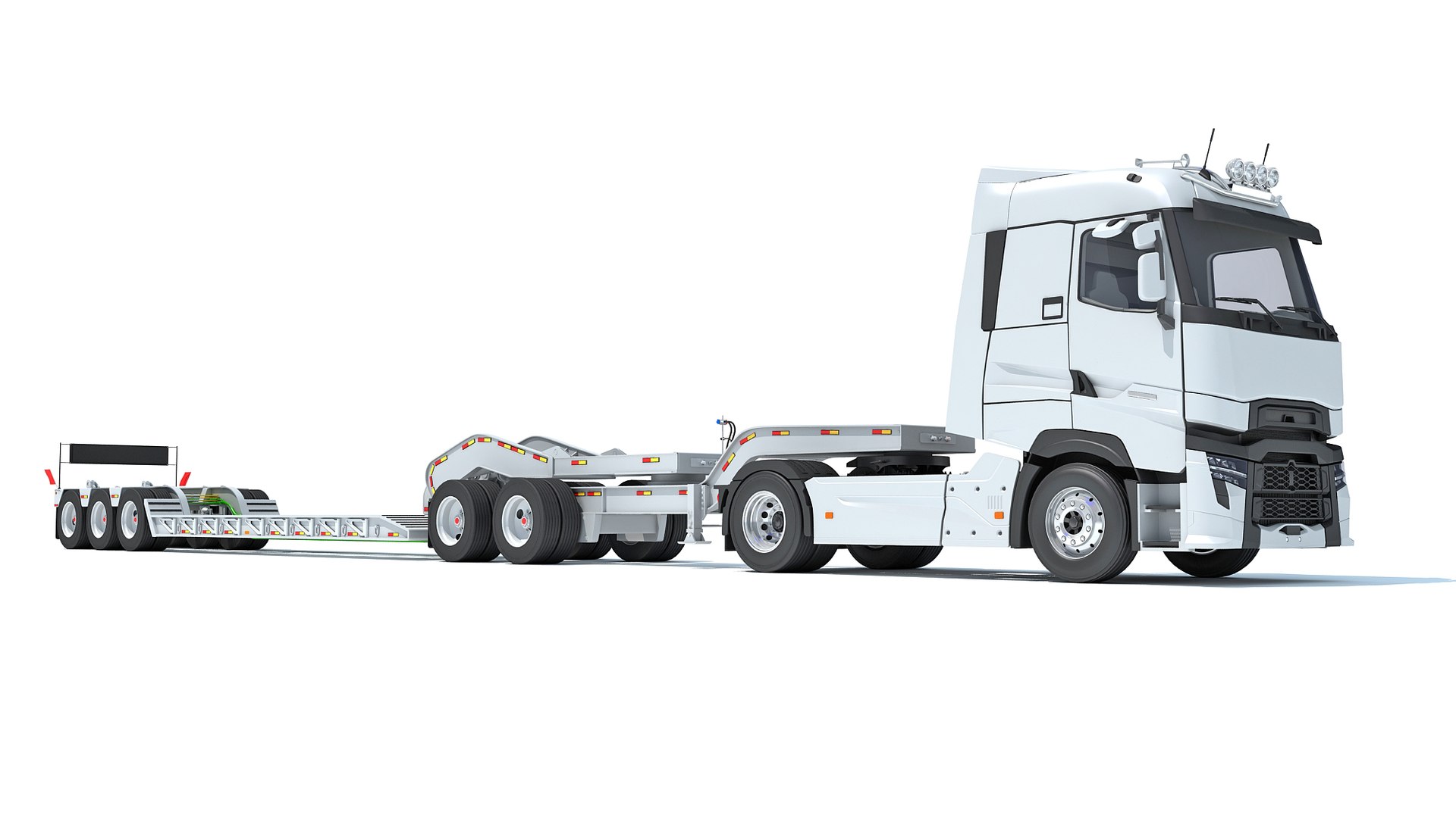 Semi Truck With Platform Trailer 3D Model - TurboSquid 2042647