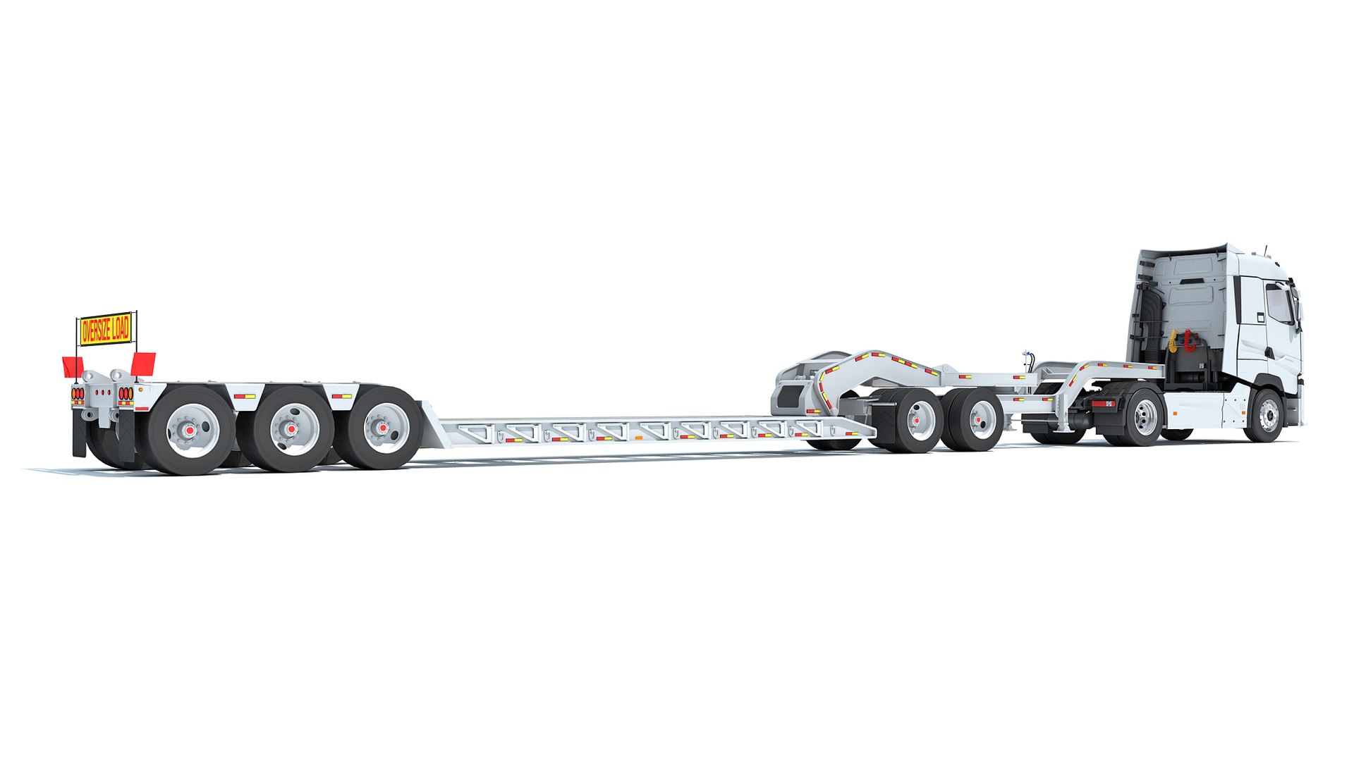 Semi Truck With Platform Trailer 3D Model - TurboSquid 2042647
