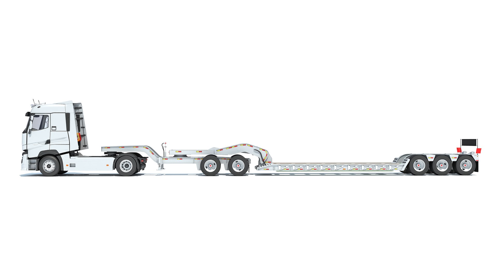 Semi Truck With Platform Trailer 3D Model - TurboSquid 2042647
