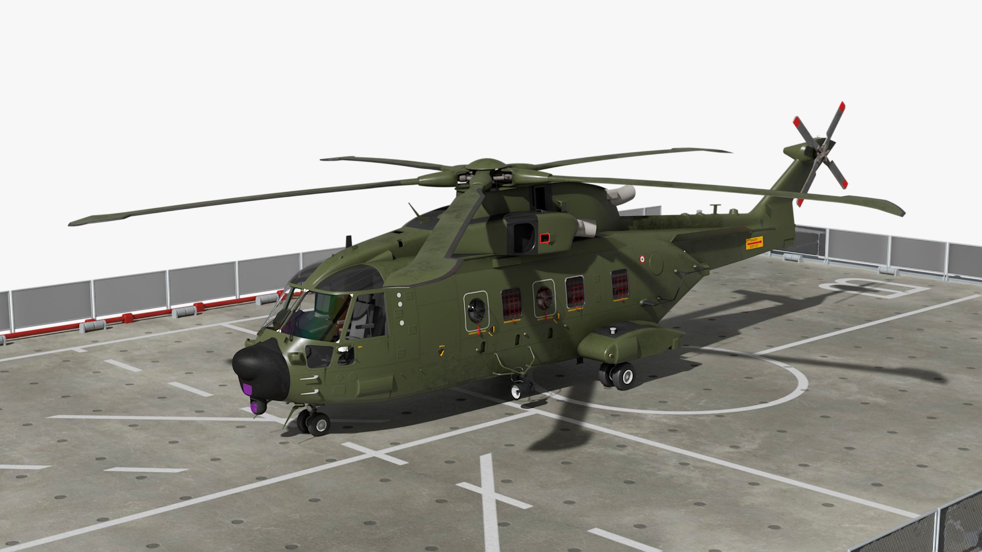 3D RFA Cardigan Bay Landing Ship With AW 101 Merlin Helicopter ...