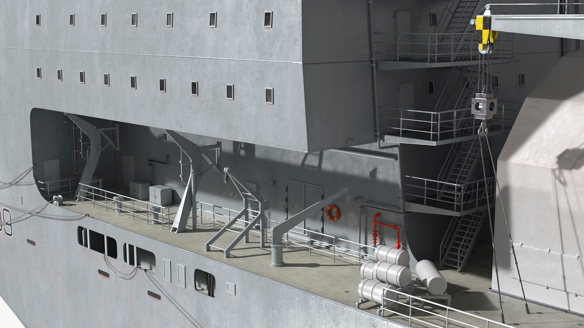 3D RFA Cardigan Bay Landing Ship With AW 101 Merlin Helicopter ...