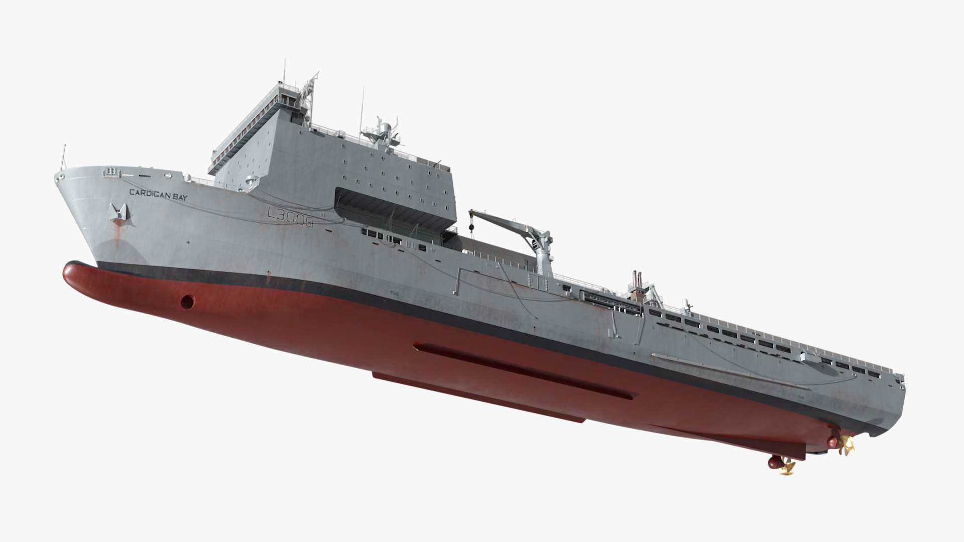 3D RFA Cardigan Bay Landing Ship With AW 101 Merlin Helicopter ...