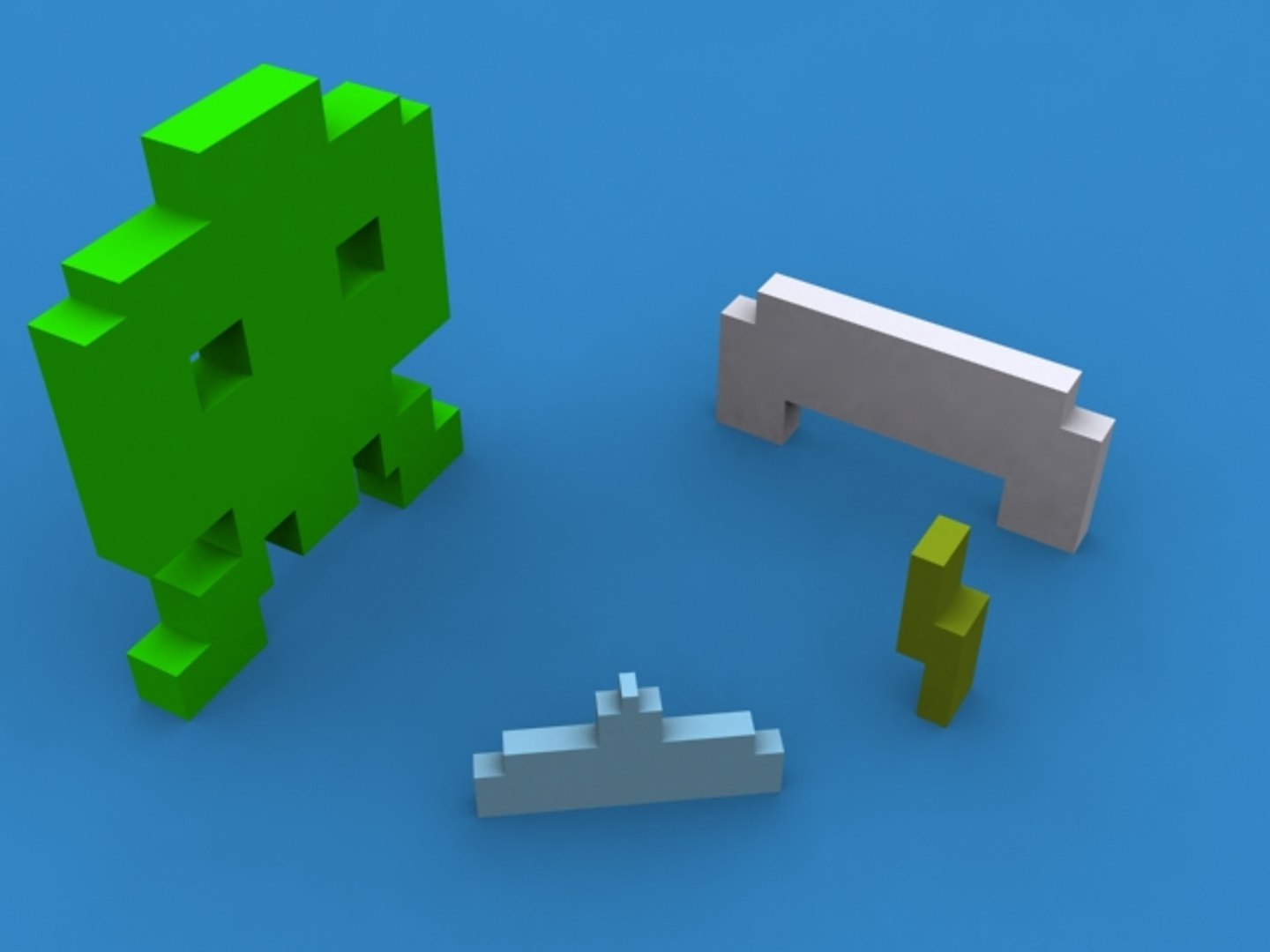 3d Model Space Invaders Alien