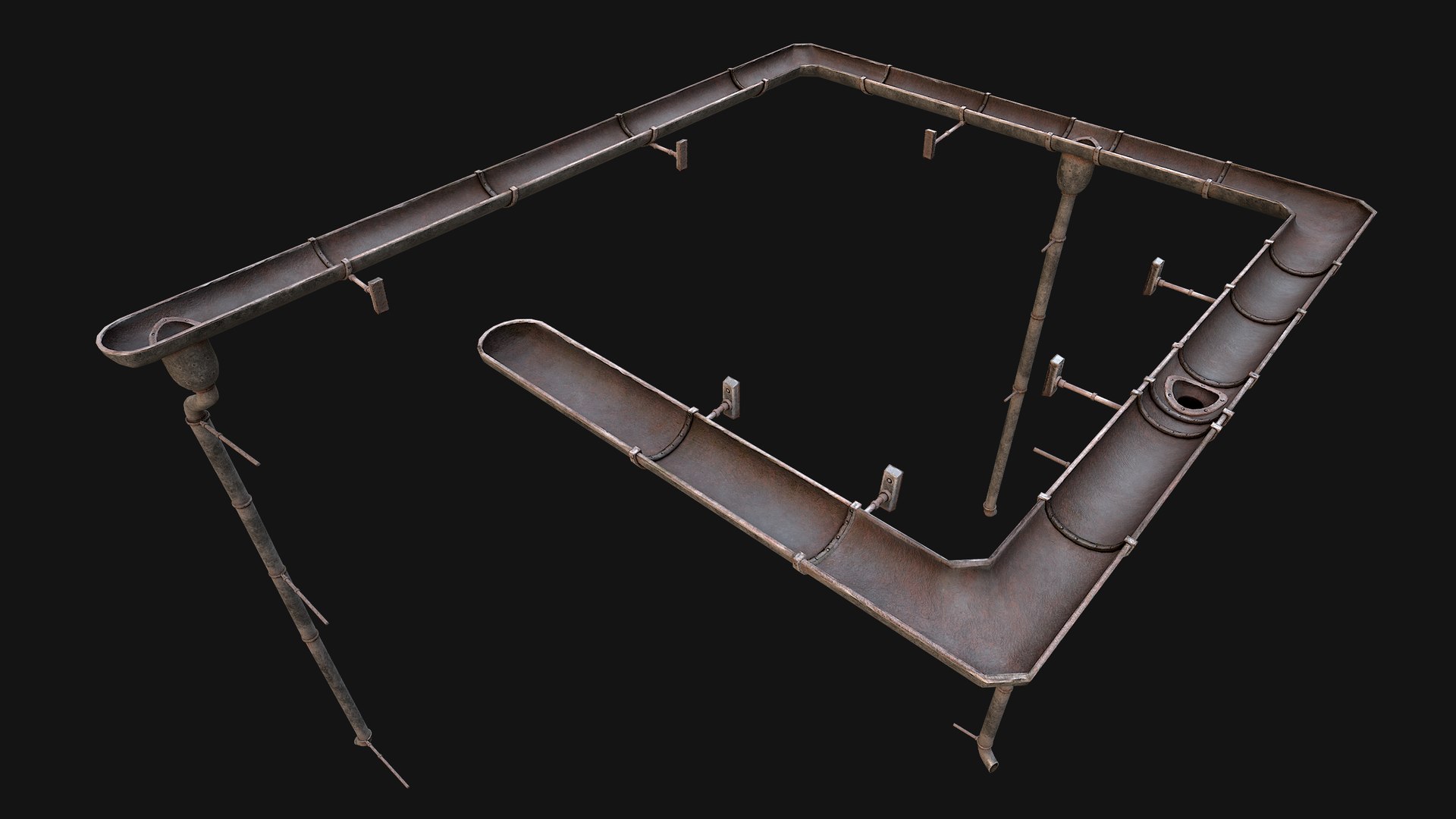 3D Gutter System Medieval Roof - TurboSquid 2151874