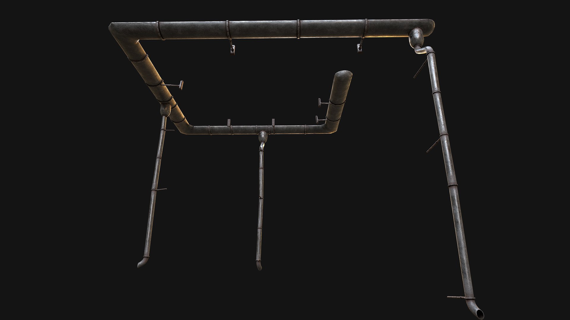 3D Gutter System Medieval Roof - TurboSquid 2151874