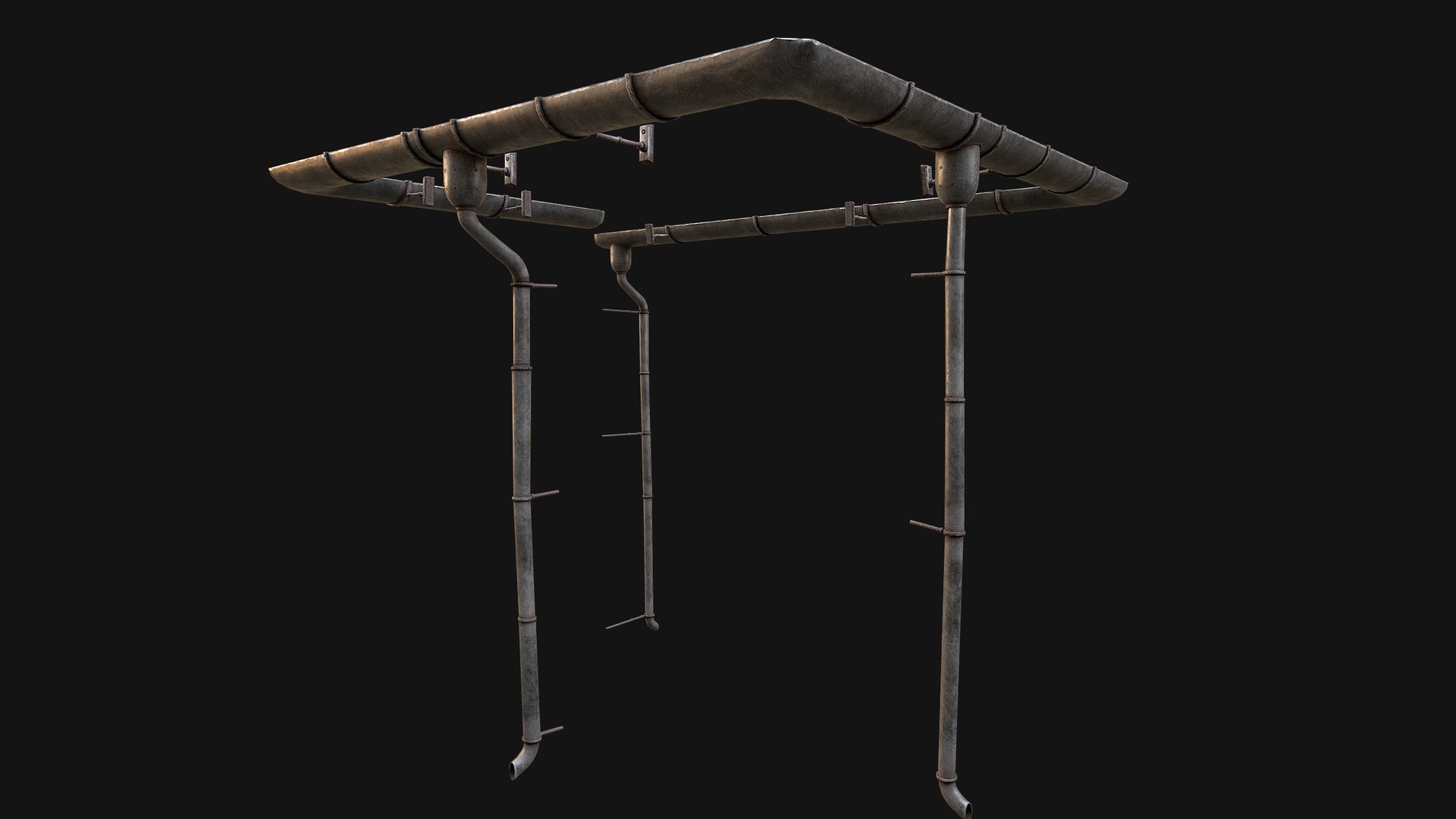 3D Gutter System Medieval Roof - TurboSquid 2151874