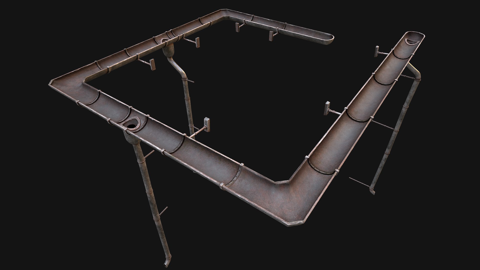 3D Gutter System Medieval Roof - TurboSquid 2151874