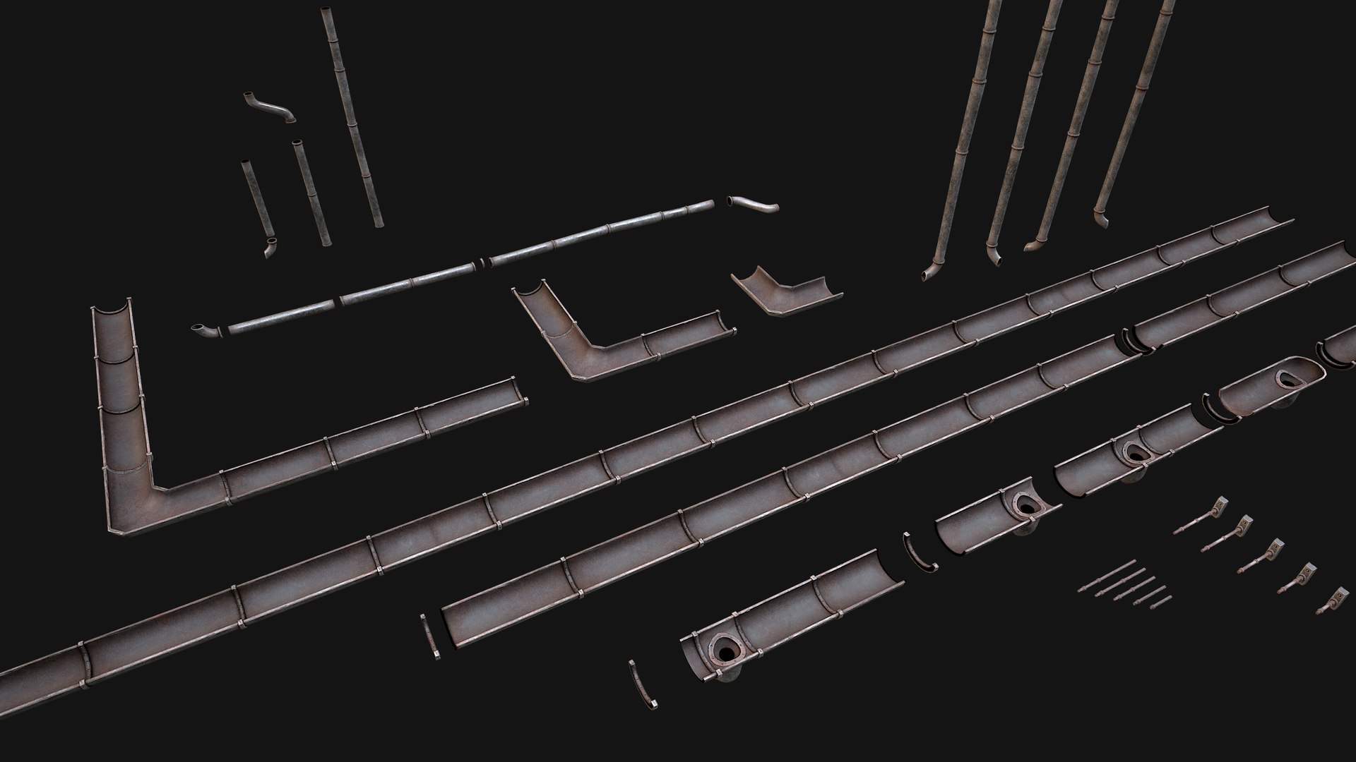 3D Gutter System Medieval Roof - TurboSquid 2151874