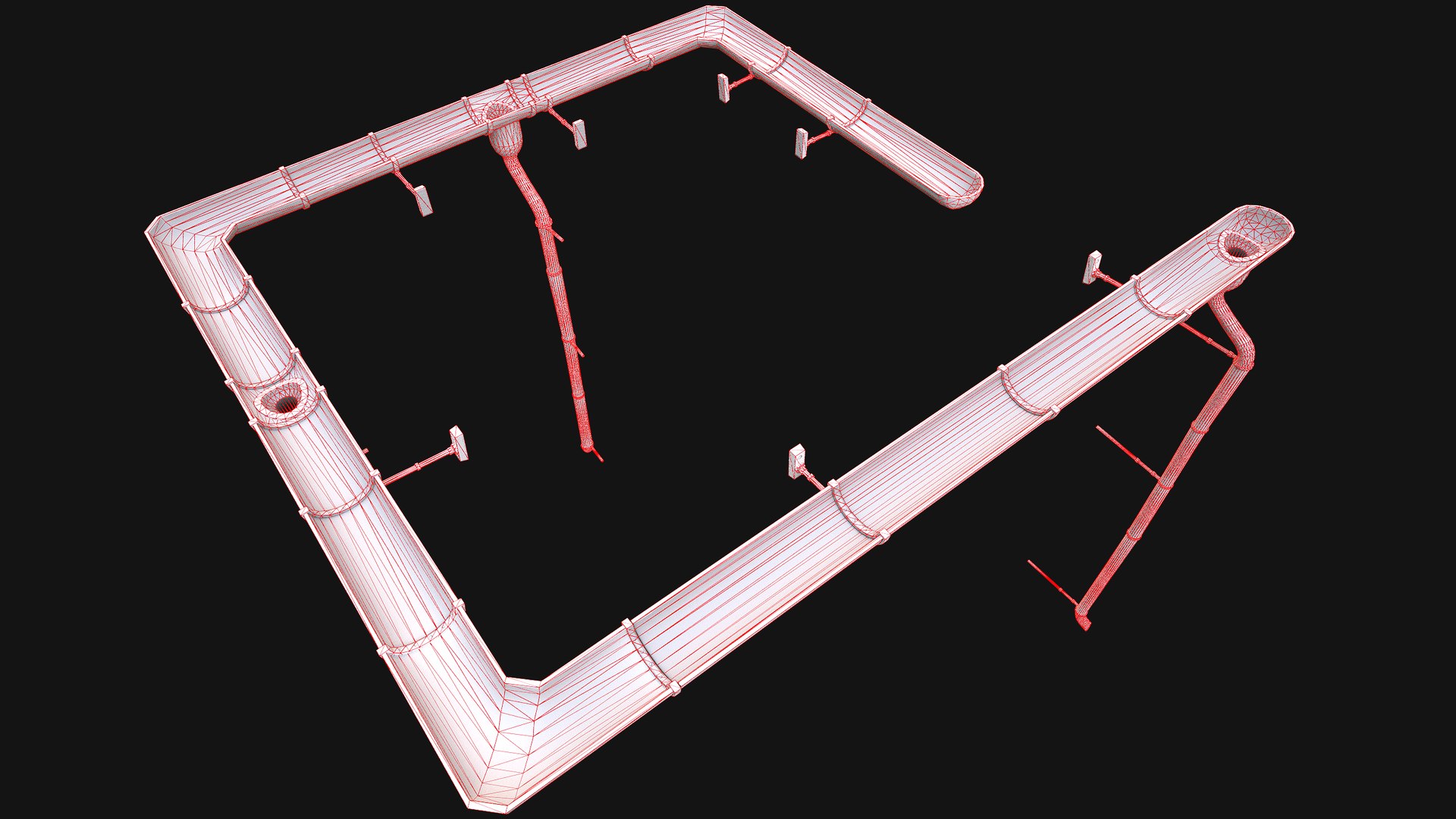 3D Gutter System Medieval Roof - TurboSquid 2151874
