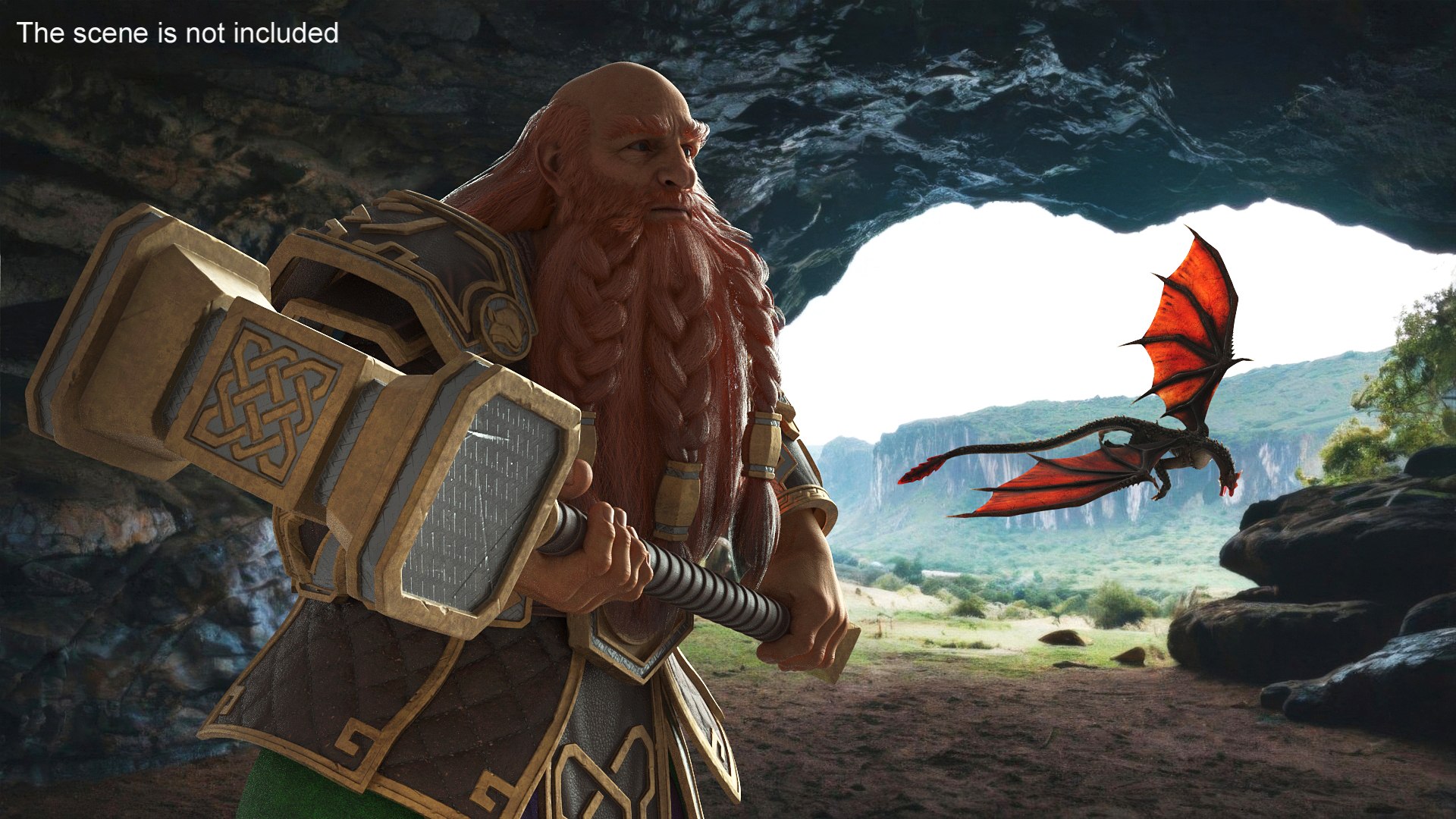 Fantasy Dwarf Warrior With Hammer 3D Model - TurboSquid 2396554