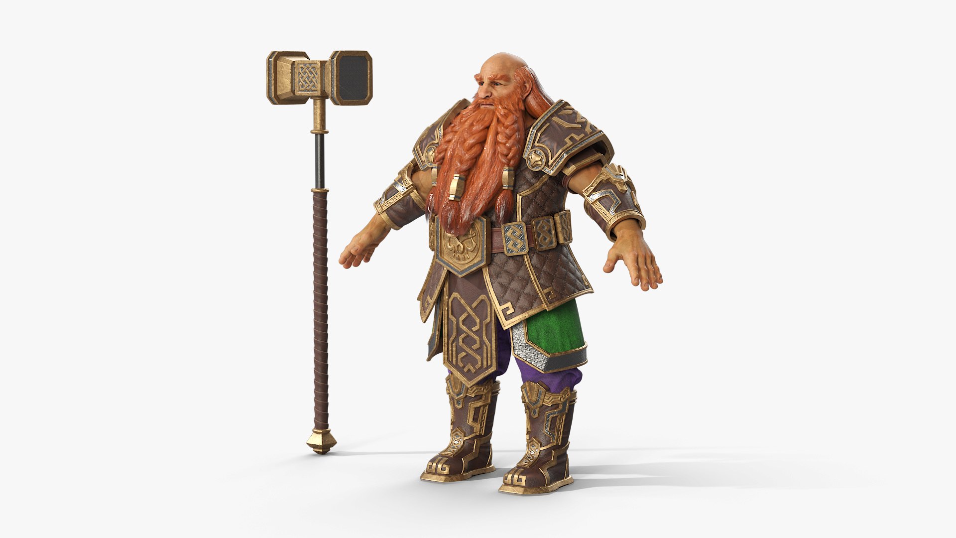 Fantasy Dwarf Warrior With Hammer 3D Model - TurboSquid 2396554