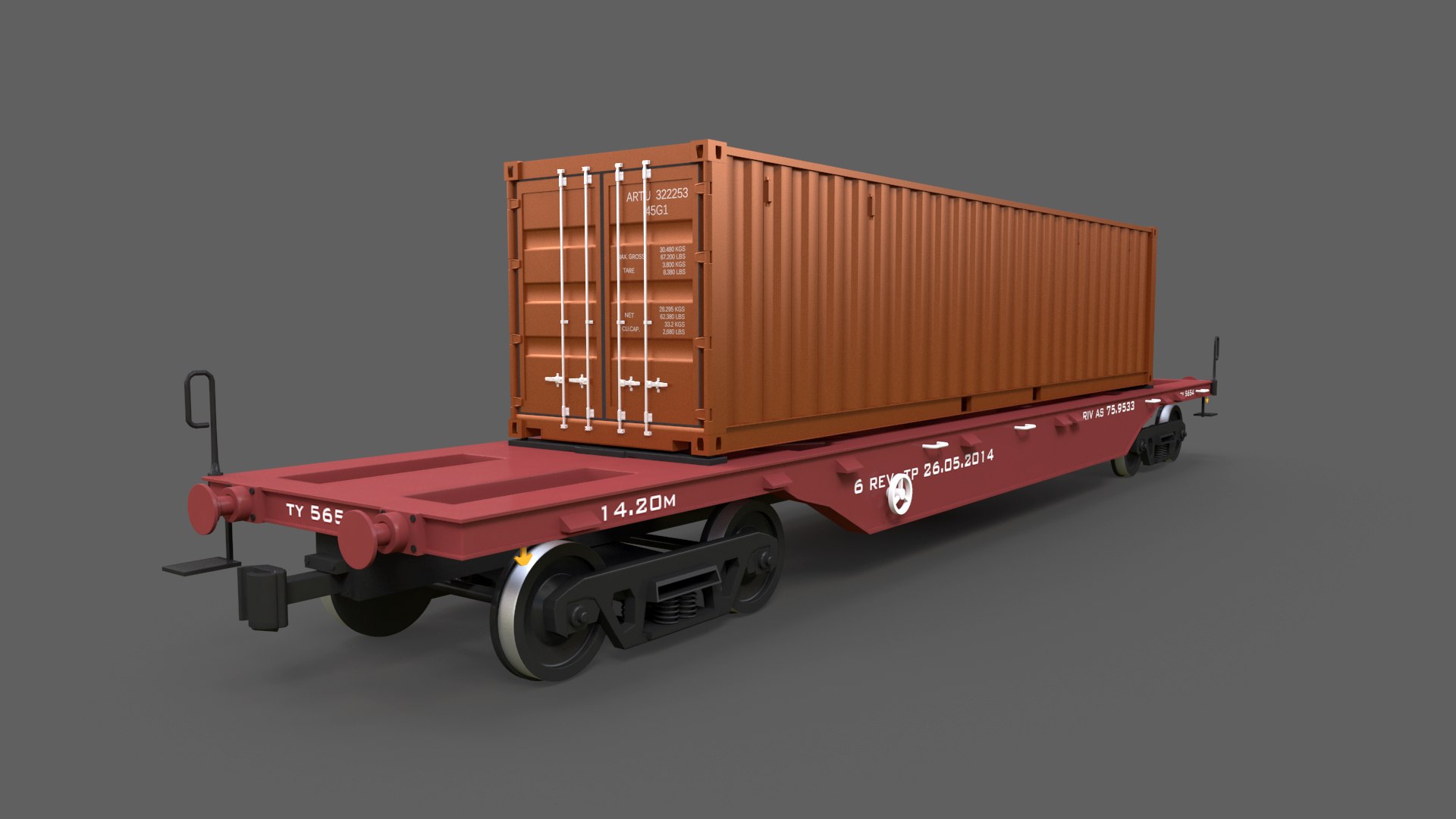 3D model Railcar ISO 40 Container Carrier - TurboSquid 1718970