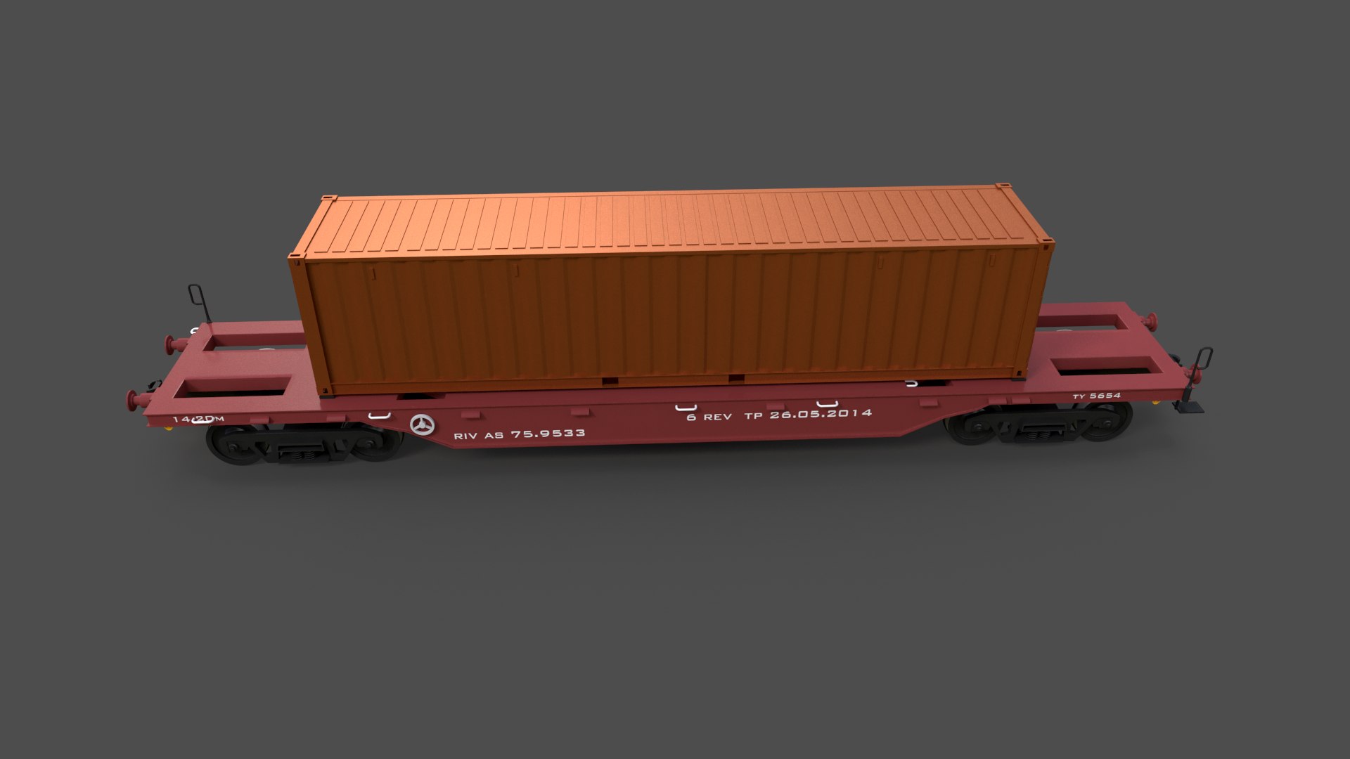 3D Model Railcar ISO 40 Container Carrier - TurboSquid 1718970
