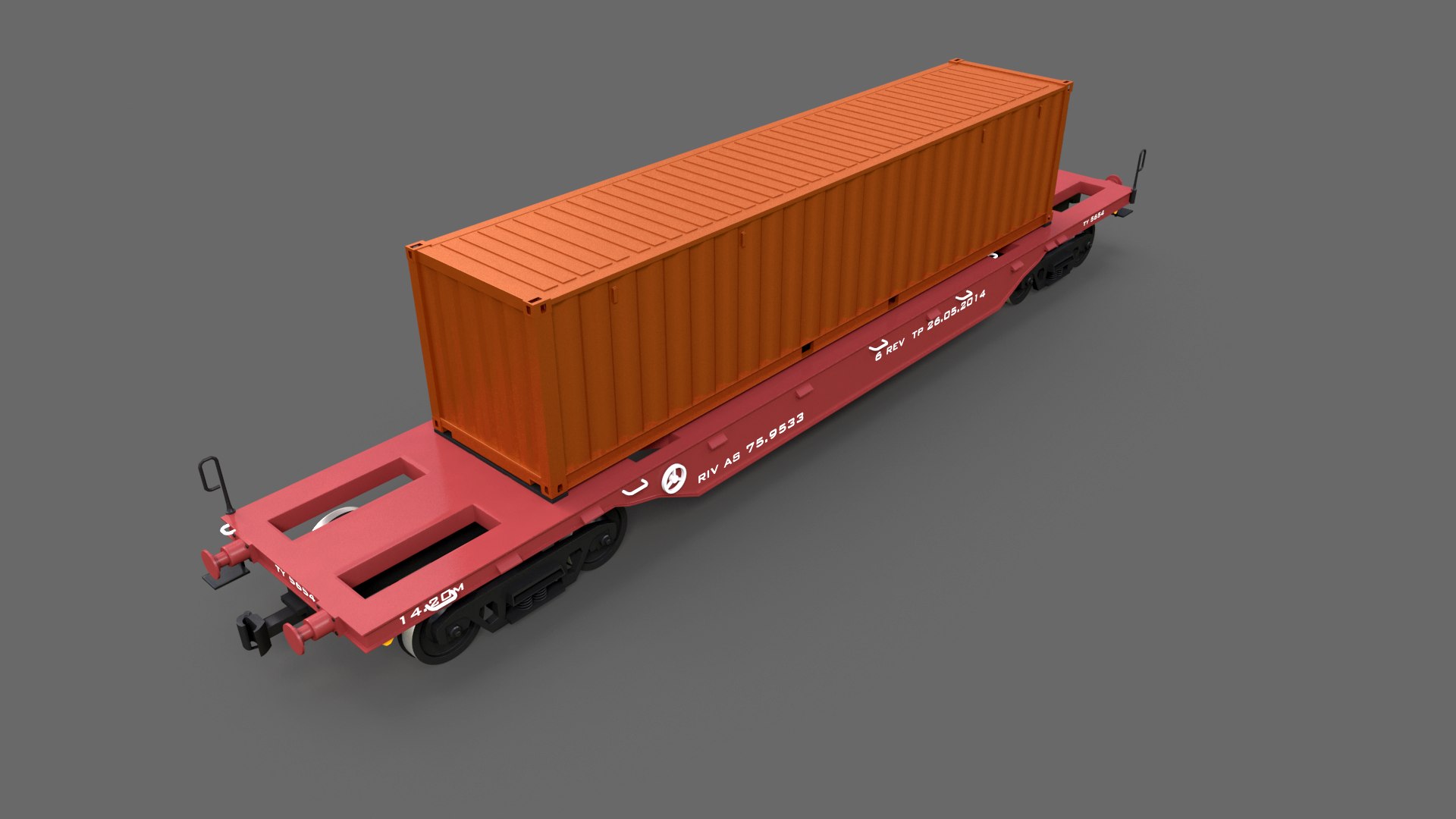 3D Model Railcar ISO 40 Container Carrier - TurboSquid 1718970