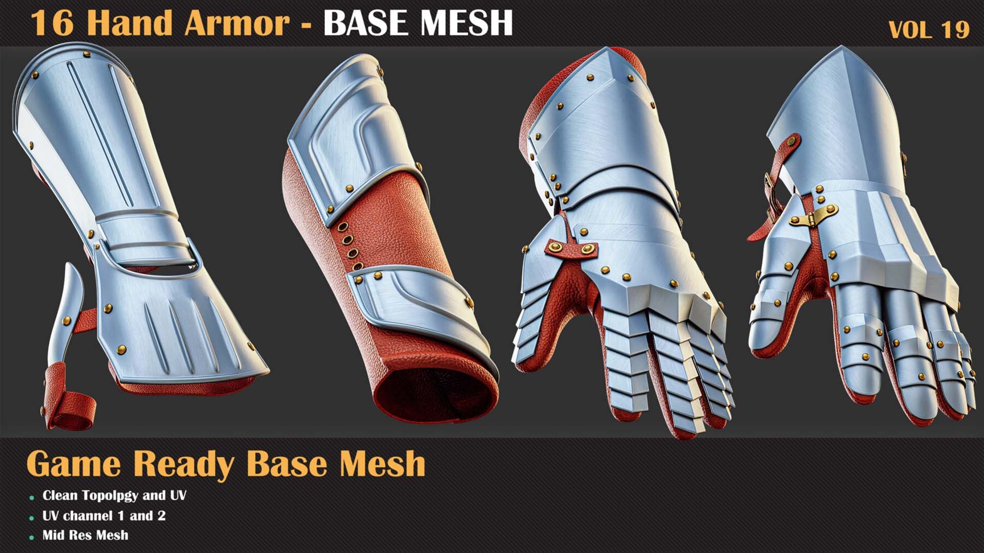 16 Hand Armor BASE MESH - VOL 19 3D Model - TurboSquid 2500656