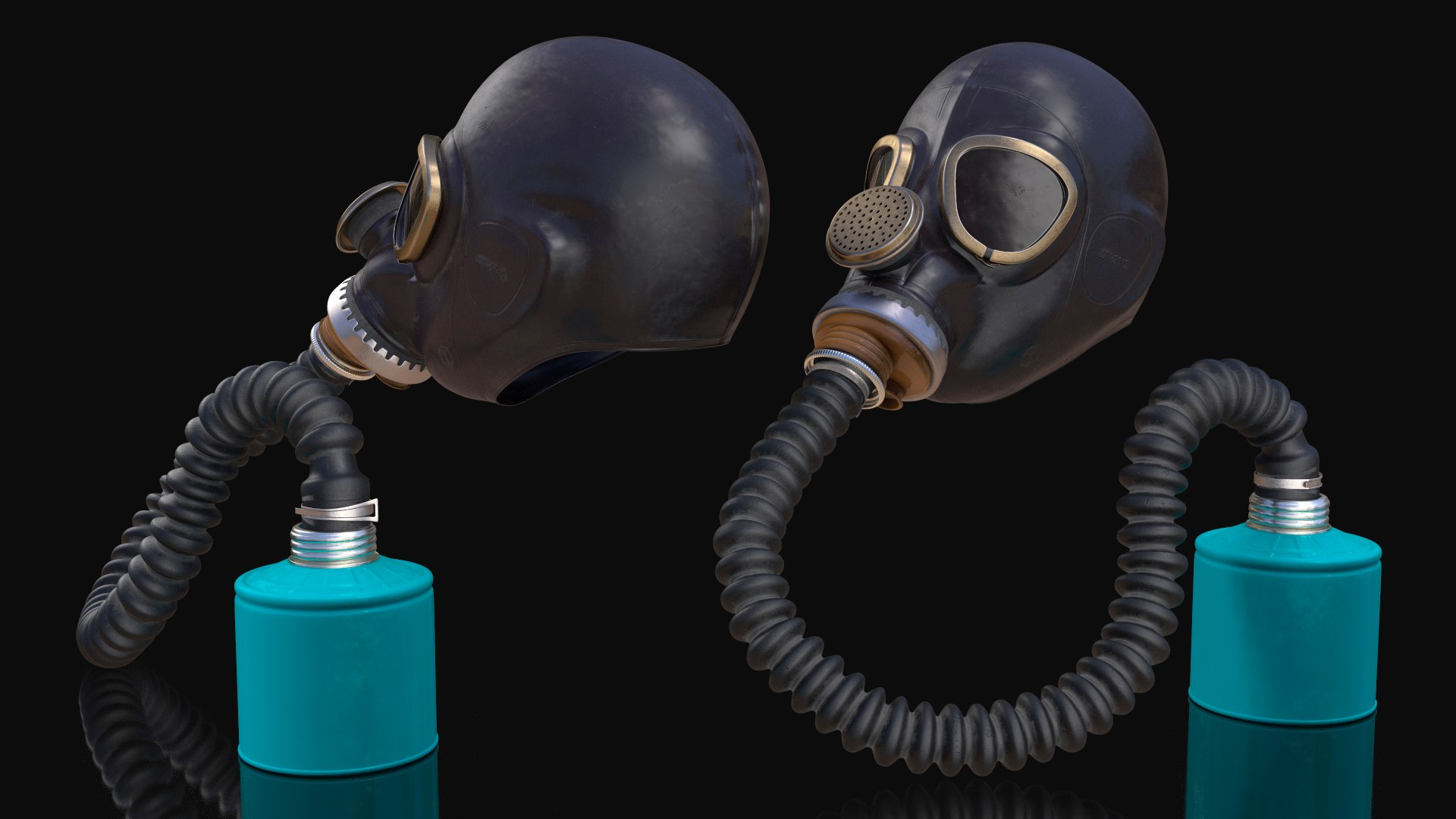 3D Model Black Rubber Gas Mask - TurboSquid 1568385