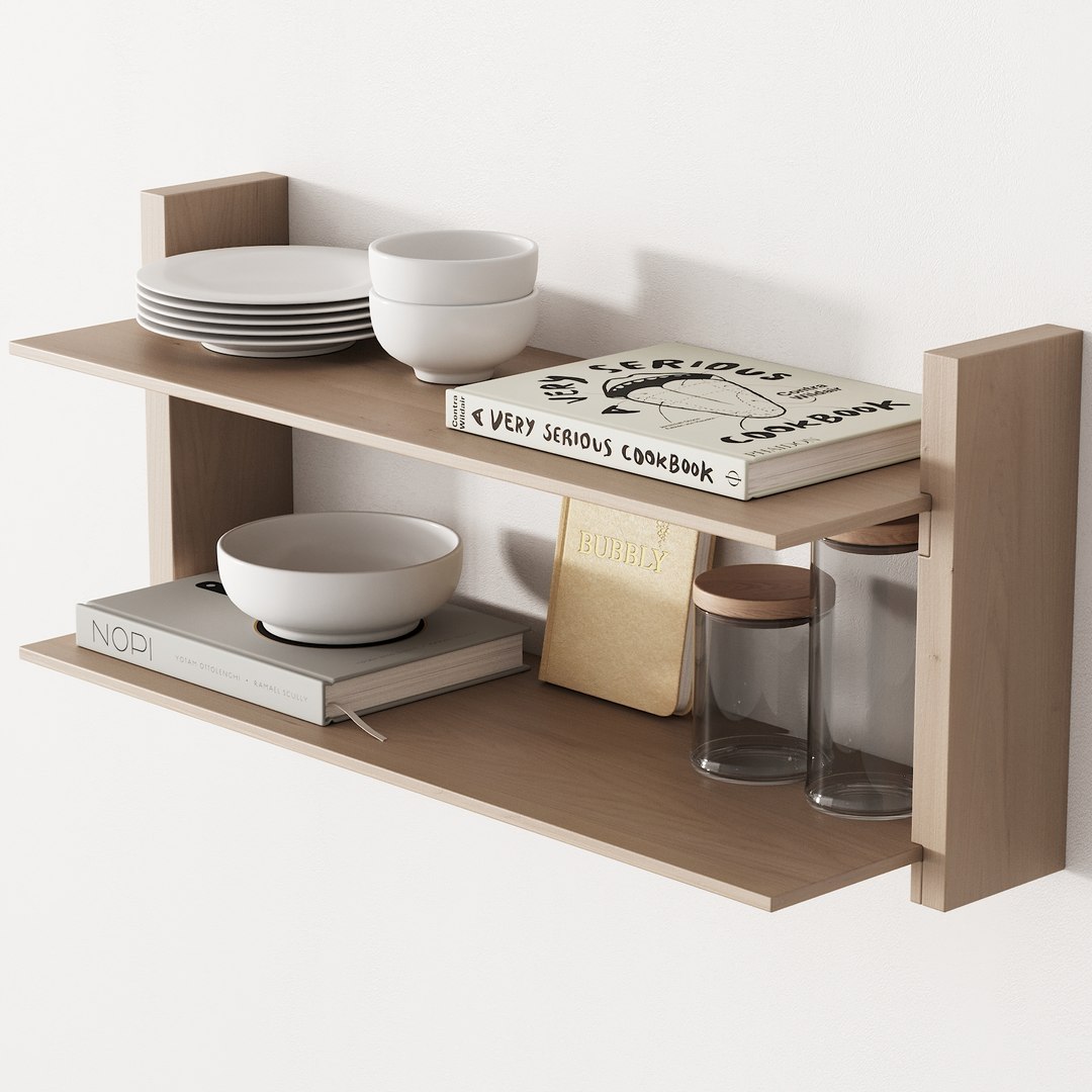 3D 162 Kitchen Decor Set Accessories 05 Dishes And Books 01 Model ...