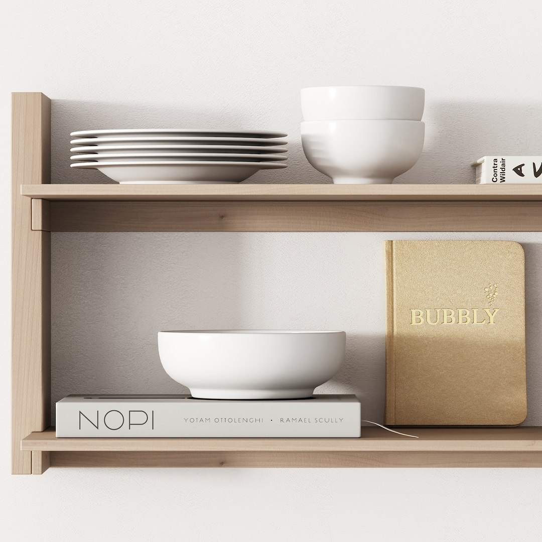 3D 162 Kitchen Decor Set Accessories 05 Dishes And Books 01 Model ...