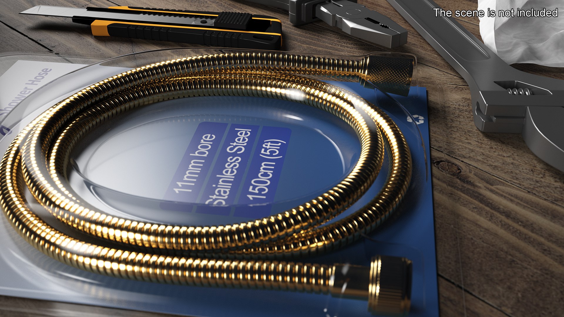 Shower Hose in Package Golden 3D model - TurboSquid 2041011
