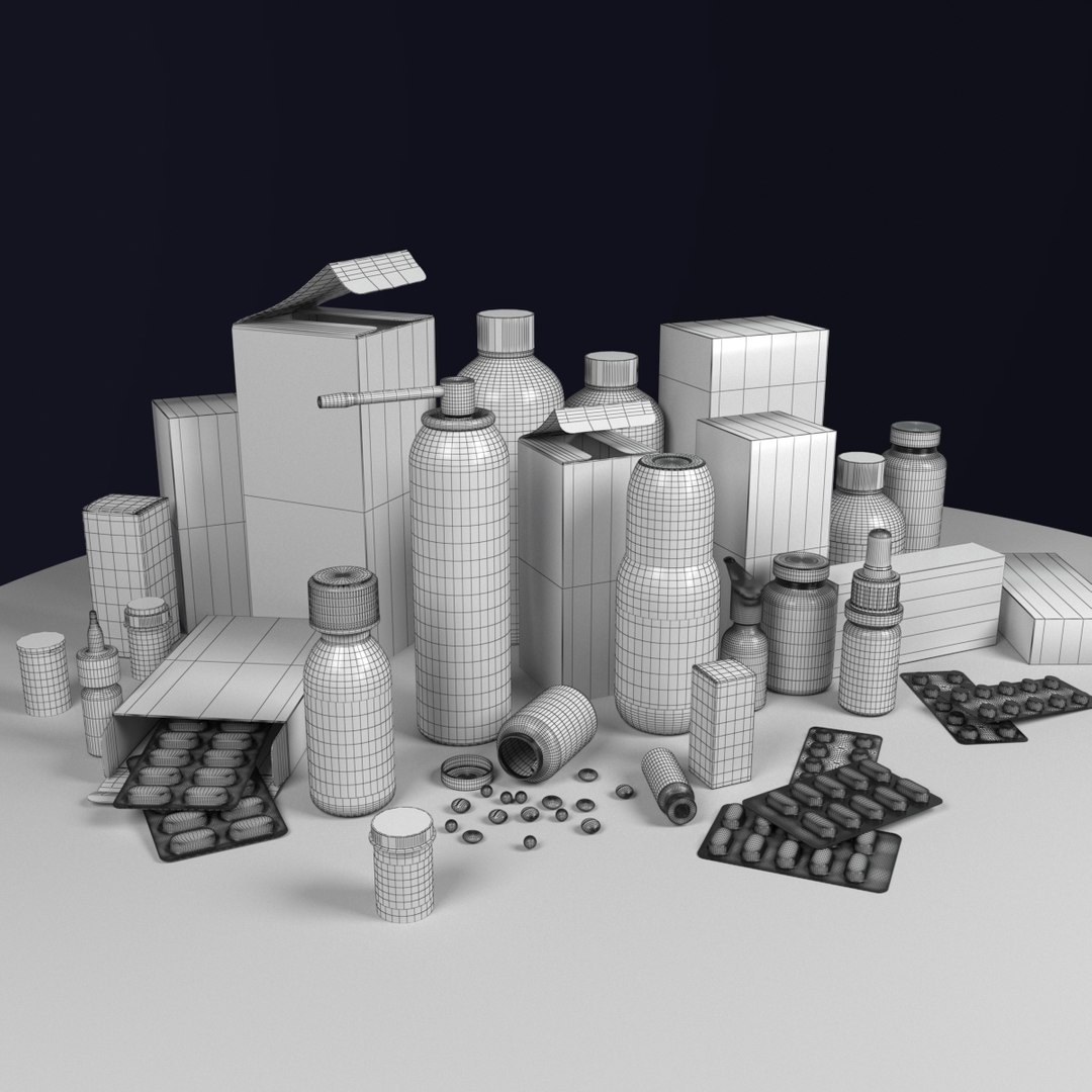Medicine Bottle Box Pack 3D - TurboSquid 1423835