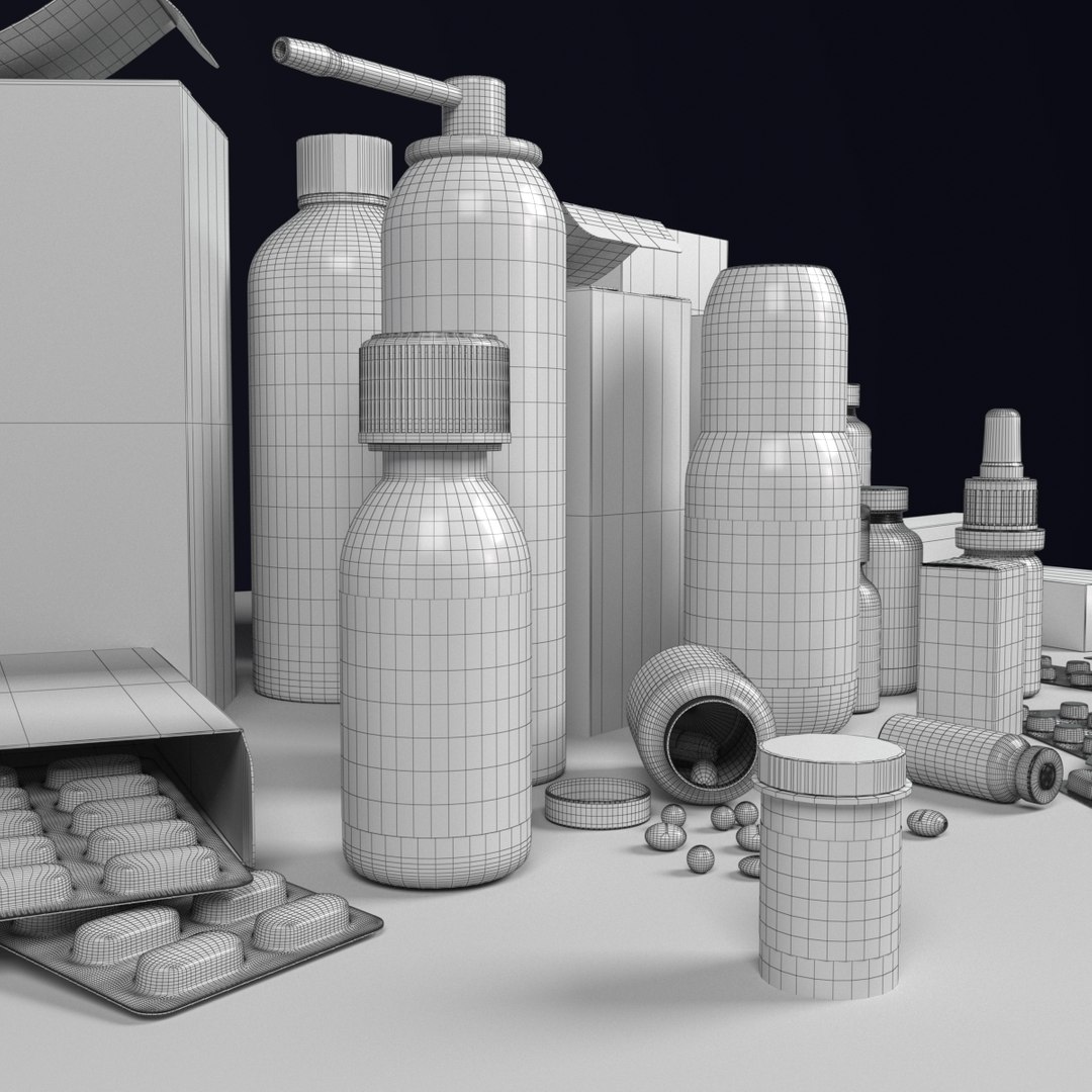 Medicine Bottle Box Pack 3D - TurboSquid 1423835