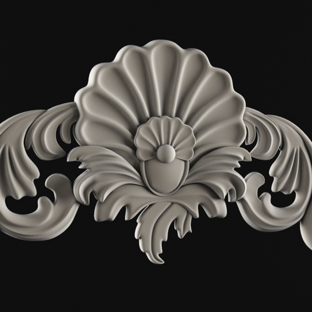 3d Ornament Cartouches Plaster Model